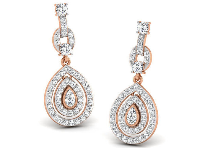 Women long earrings 3dm render detail 3D model 3D printable | CGTrader