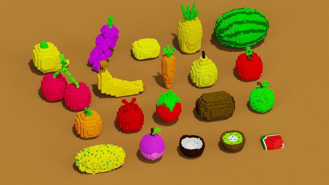 3D model Fruit Asset Pack - low poly fruit model - Voxel Art VR / AR ...
