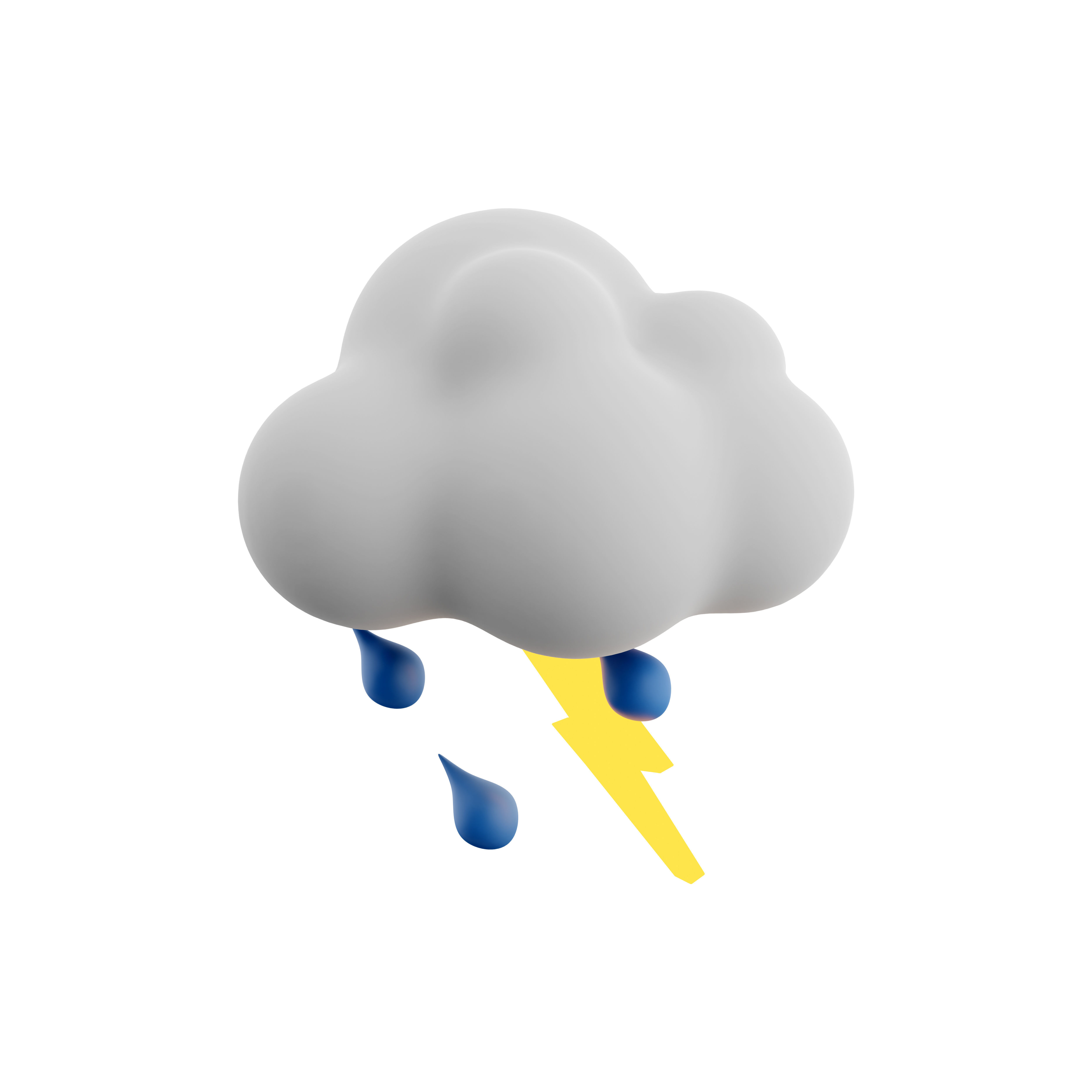 3d rain with thunder and cloud cartoon icons 3D model | CGTrader