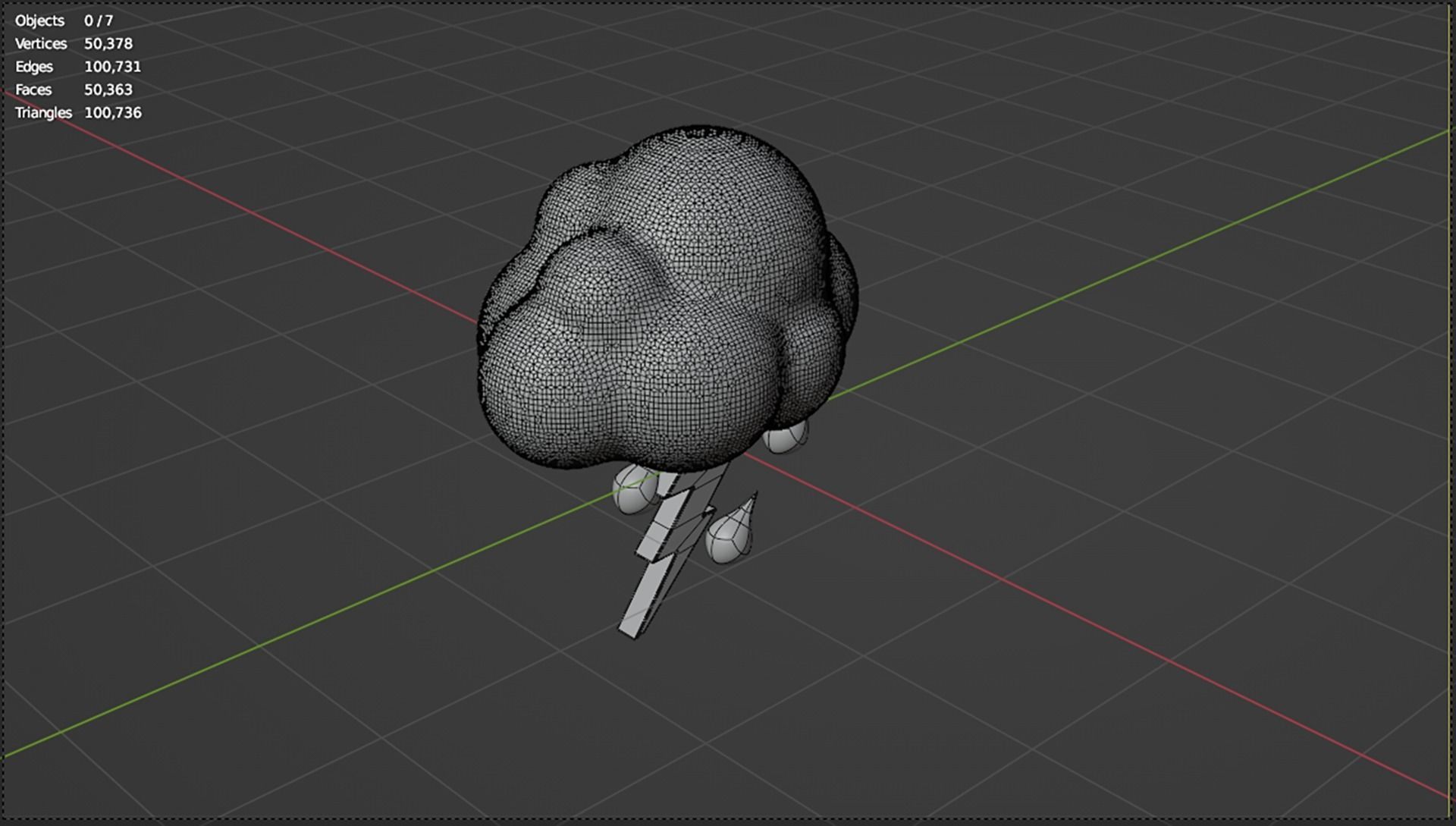 3d rain with thunder and cloud cartoon icons 3D model | CGTrader