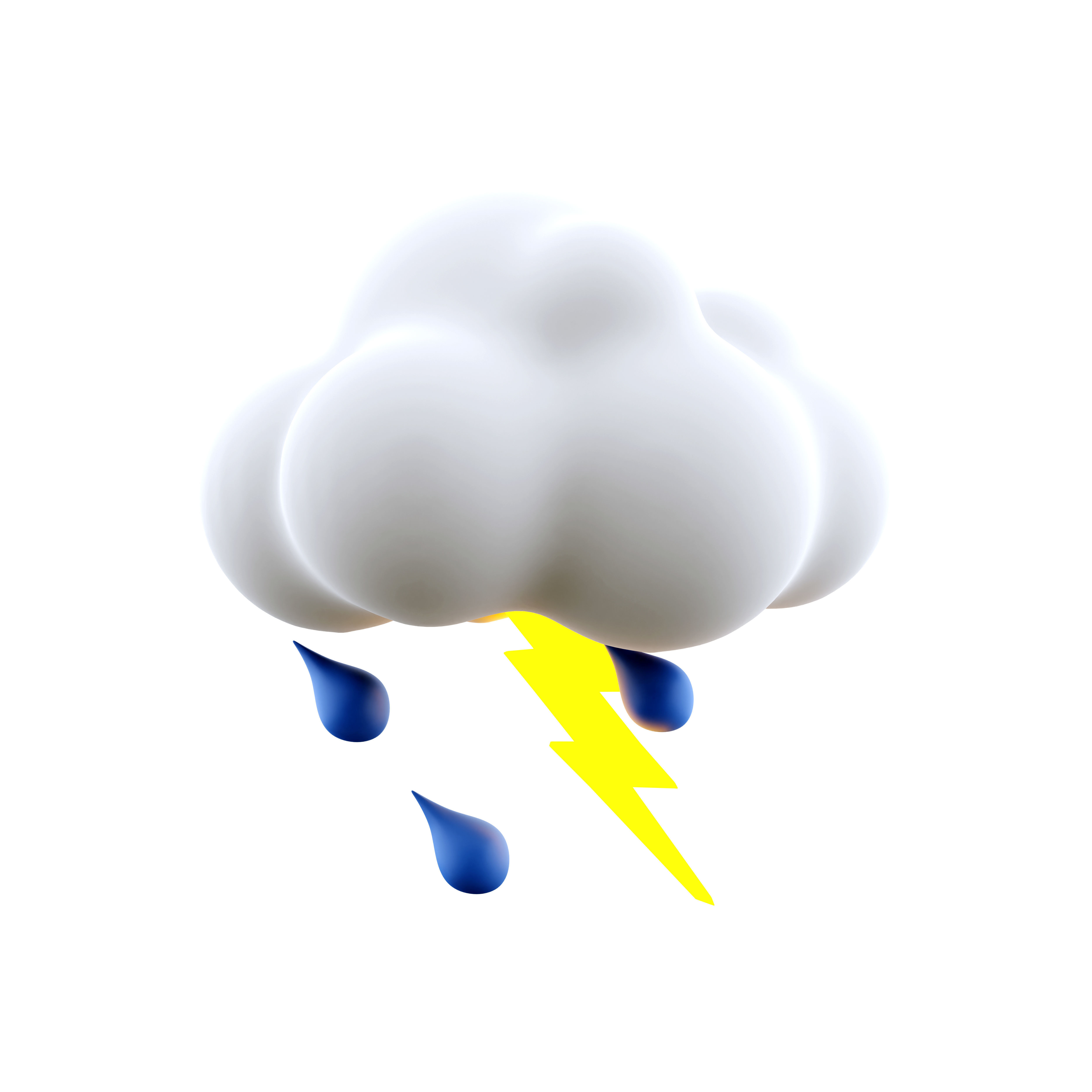 3d rain with thunder and cloud cartoon icons 3D model | CGTrader