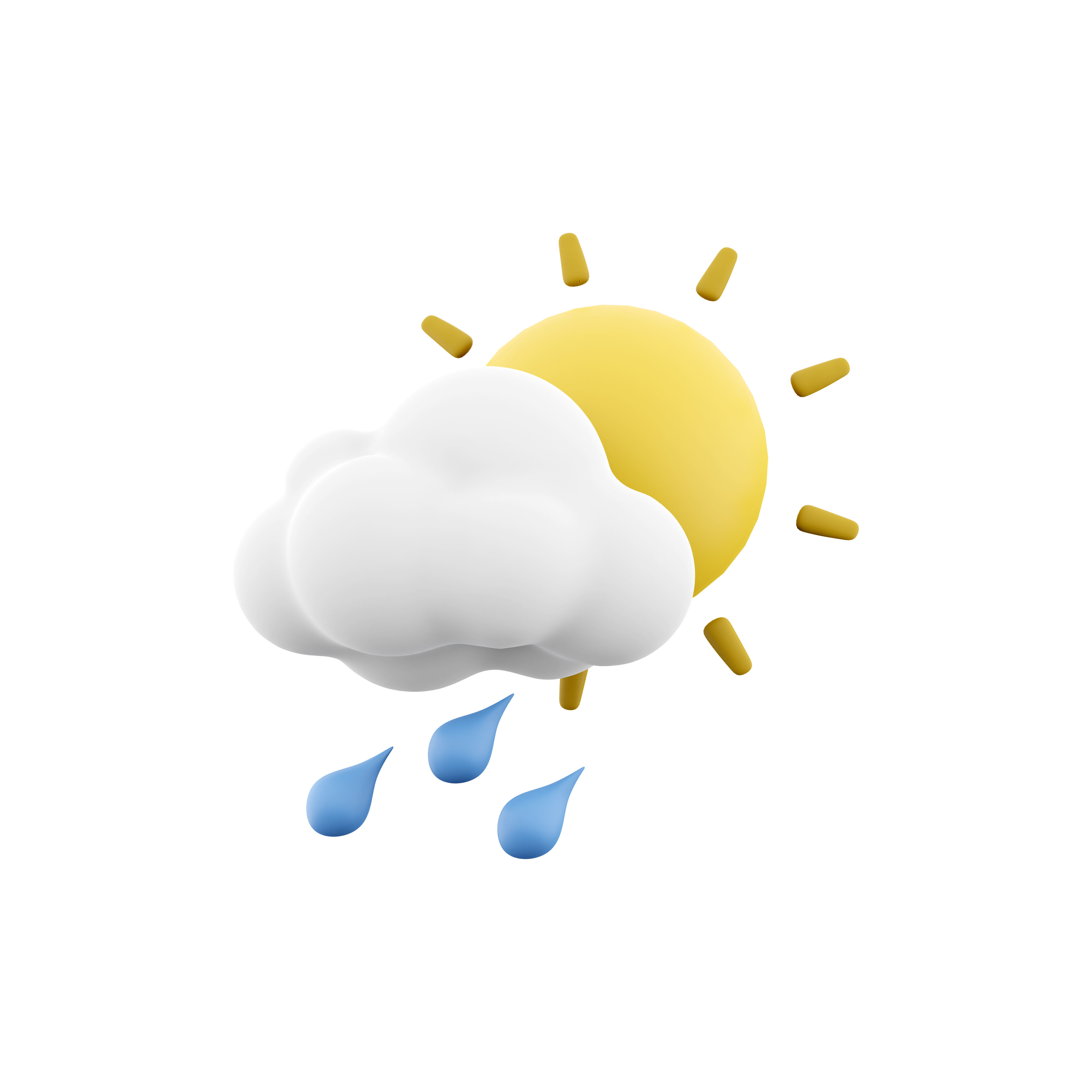 3d rain with cloud and sun cartoon icon 3D model | CGTrader