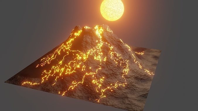 3D model Volcano with sun on top VR / AR / low-poly | CGTrader