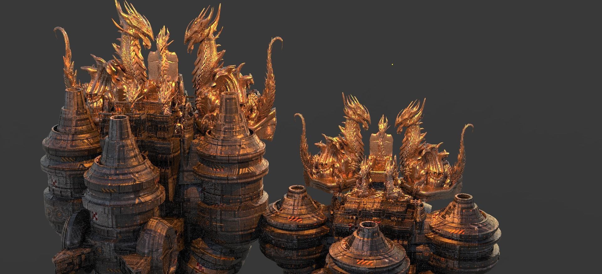 Floating Desert Dragon Throne platform 2 Grand versions 3D model | CGTrader