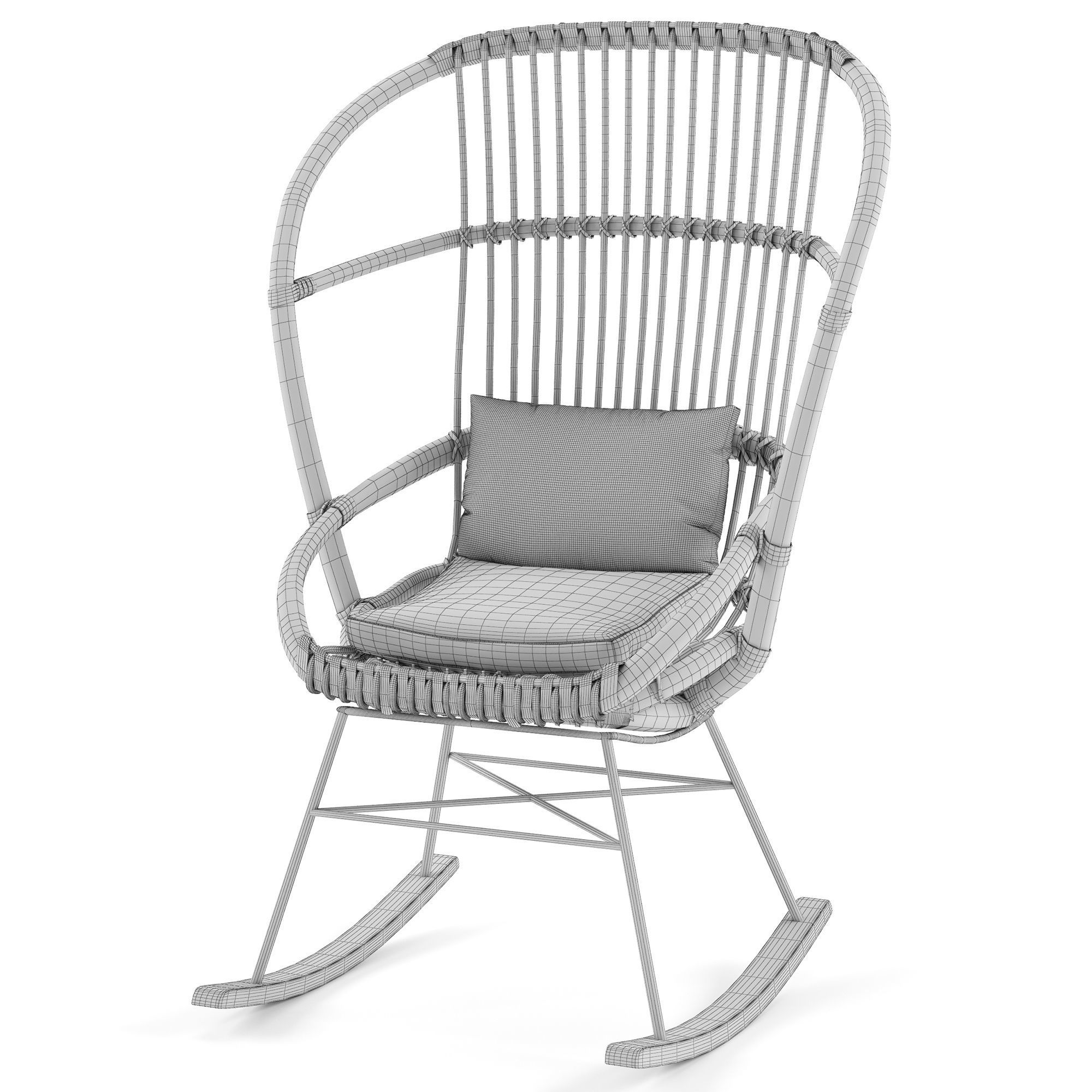 rocking rattan chair 3D model | CGTrader