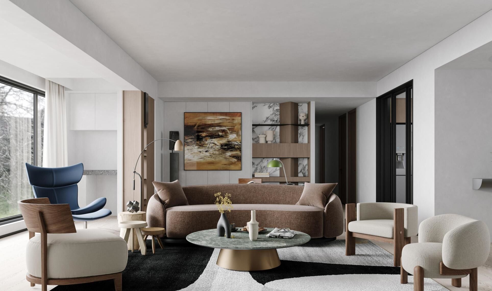 Modern Living Dining Room 3D Model 3D model | CGTrader