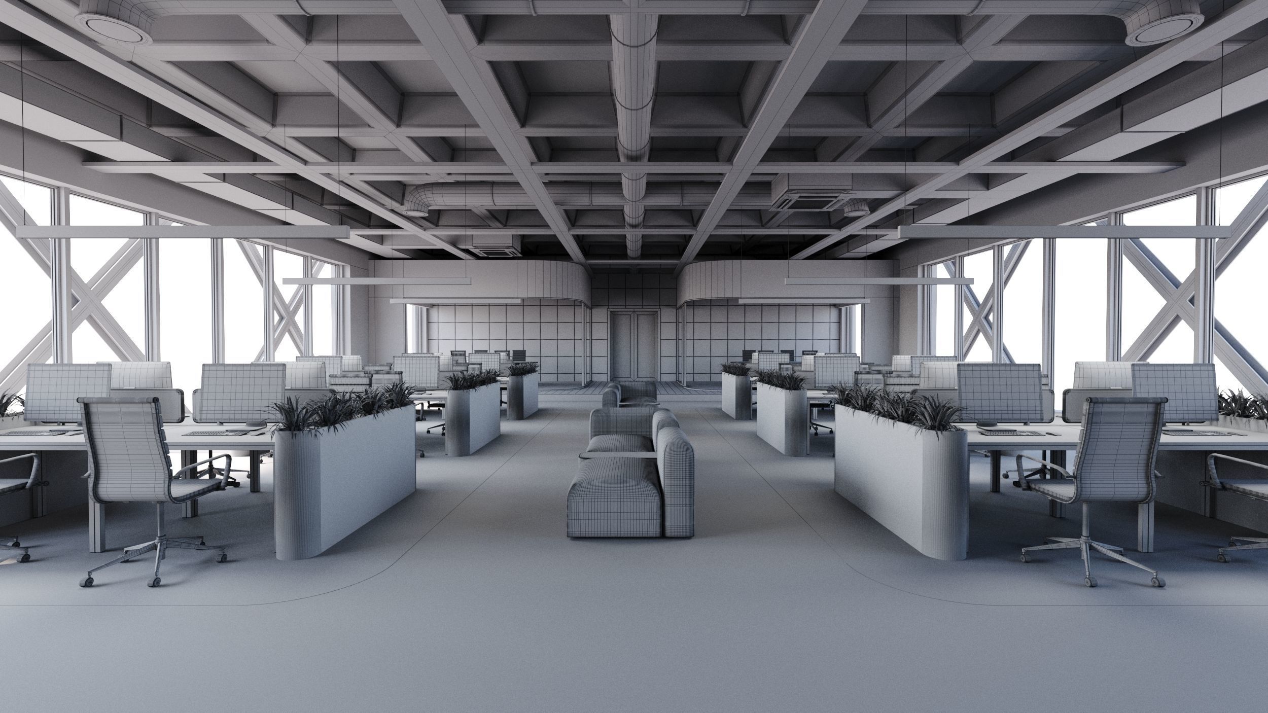 Contemporary Office Space 3D Model 3D model | CGTrader