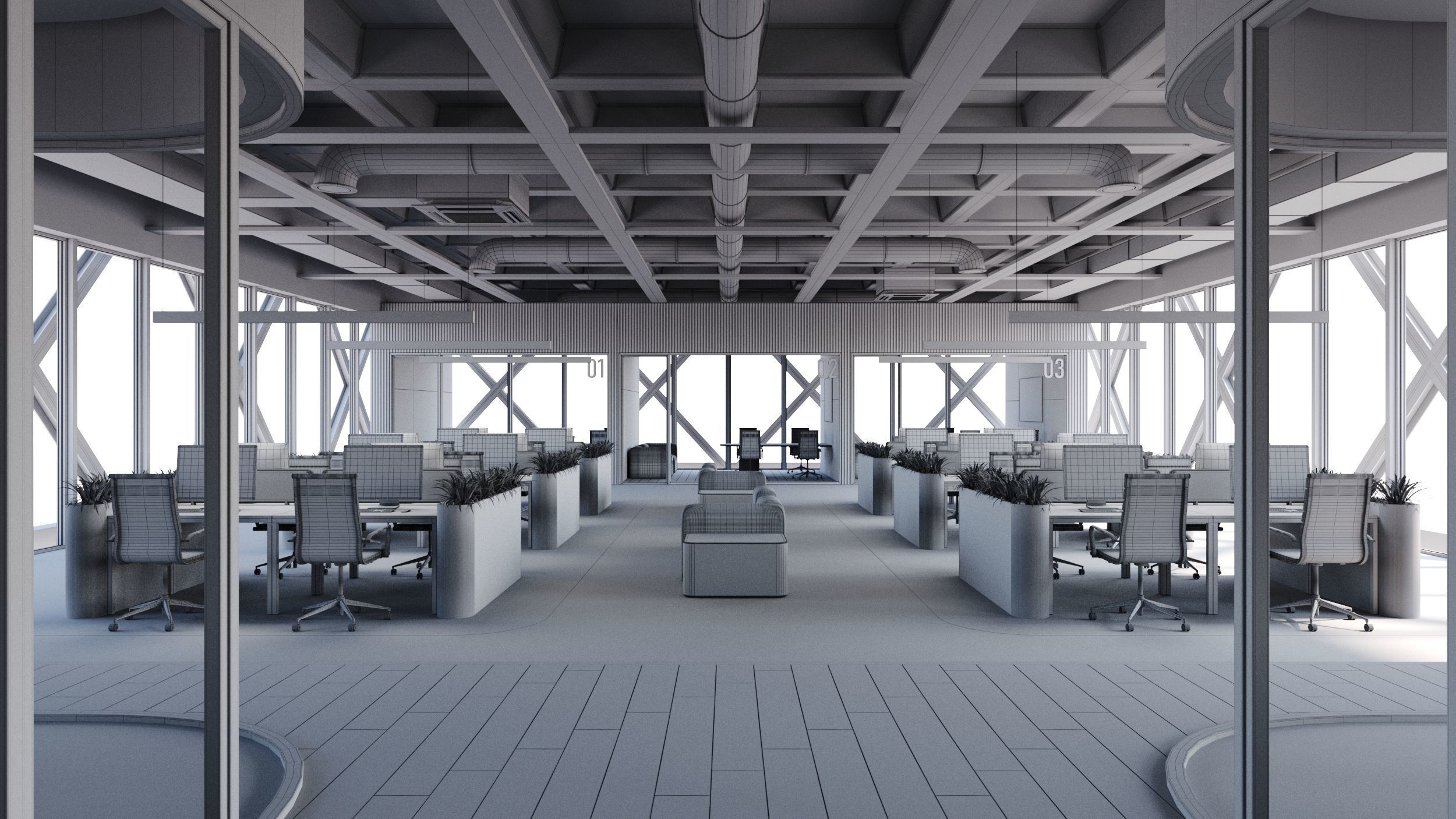 Contemporary Office Space 3D Model 3D model | CGTrader