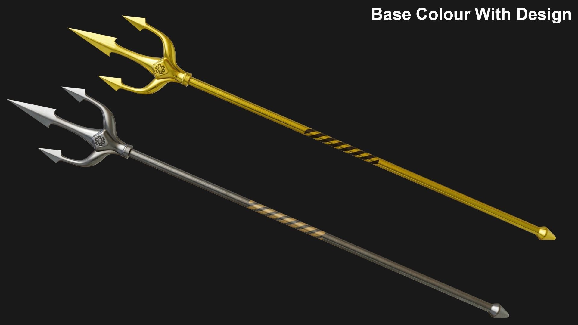 3D Model Collection Gold And Silver Trident All PBR Unity UE Textures ...