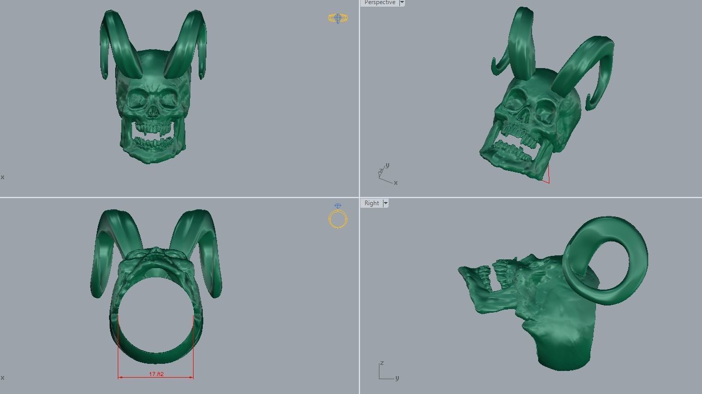 SKULL RING HORN 3D model 3D printable | CGTrader