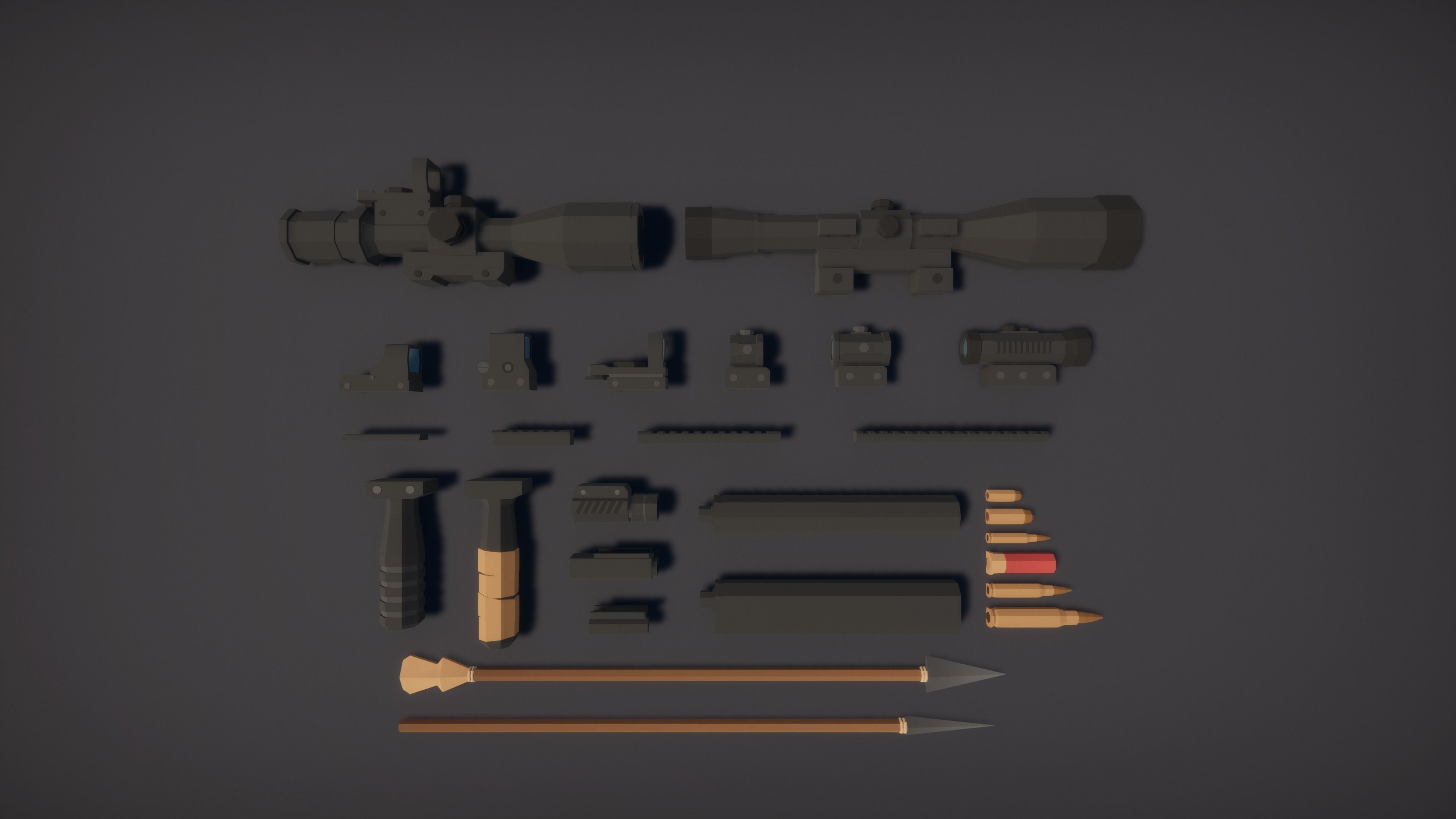 3D model Low Poly FPS Weapons Pack 3D Shooter Asset VR / AR / low-poly ...