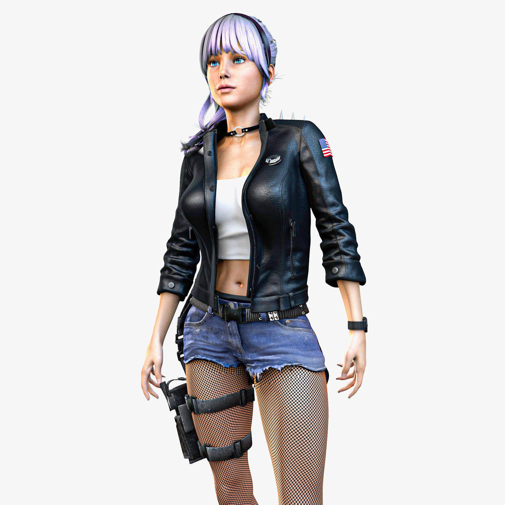 3D model Cyberpunk Girl Sci-fi Female Character Eve VR / AR / low-poly ...