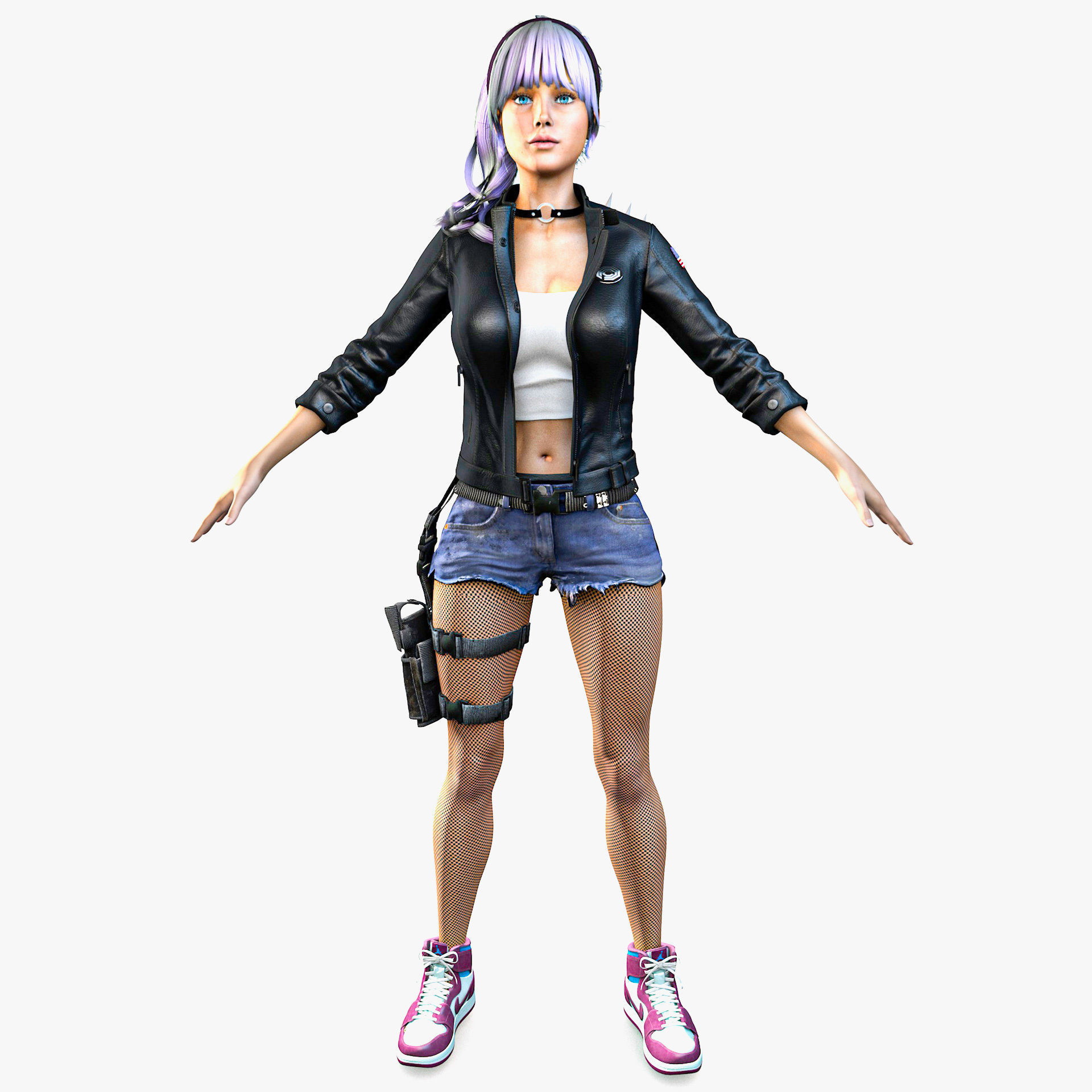 3D model Cyberpunk Girl Sci-fi Female Character Eve VR / AR / low-poly ...