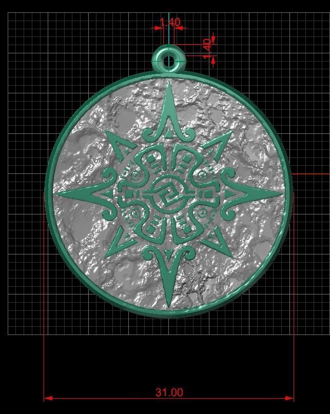 Pendant Sol Azteca 3d print model 3D model 3D printable | CGTrader