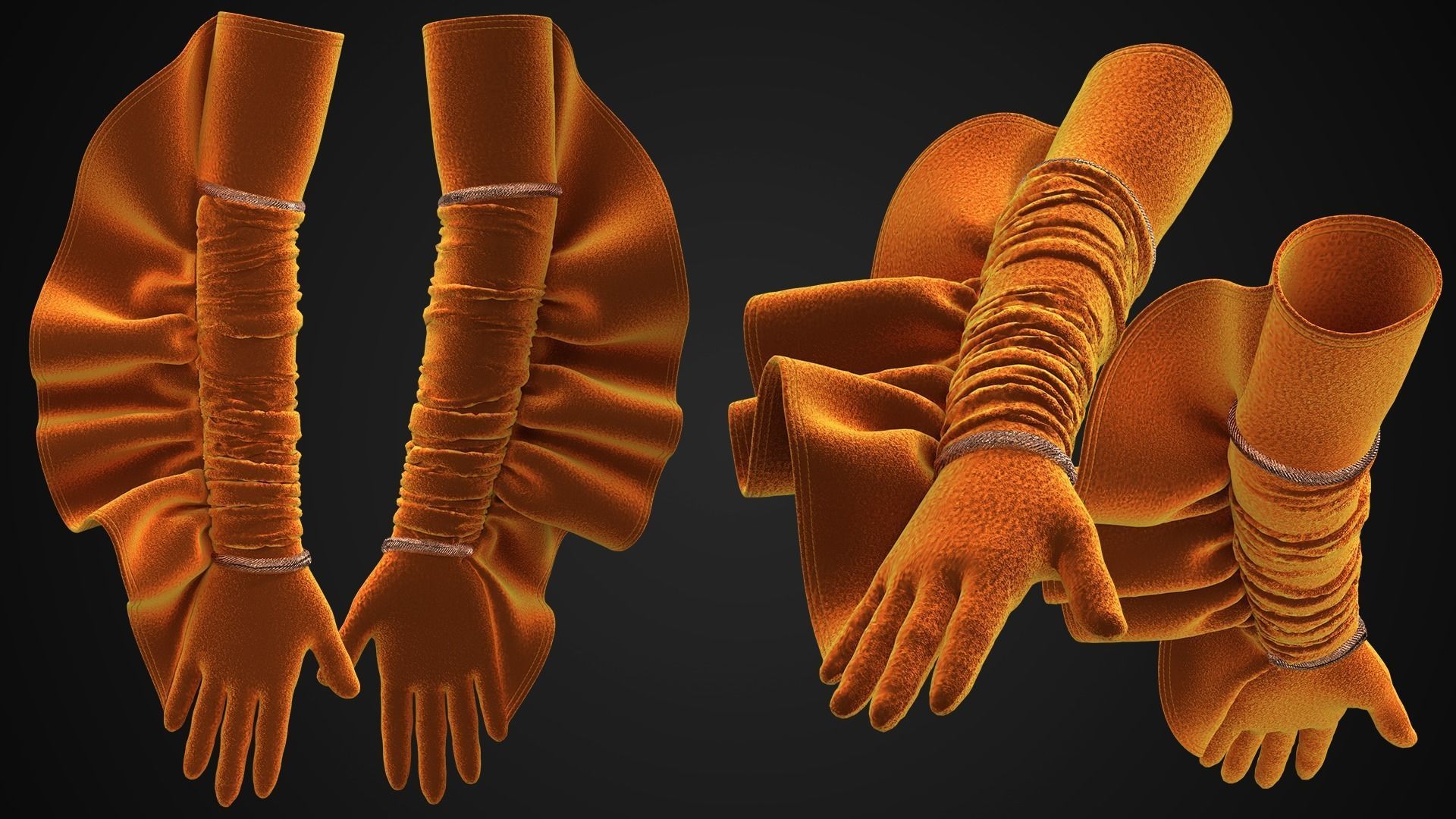 Frilled Gloves 3D model | CGTrader