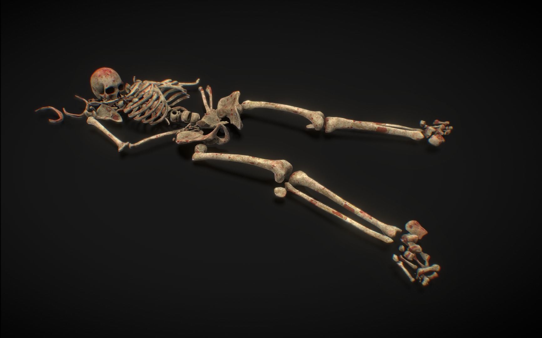 3D model Skull Bones Remains Skeleton Laying corpse VR / AR / low-poly ...