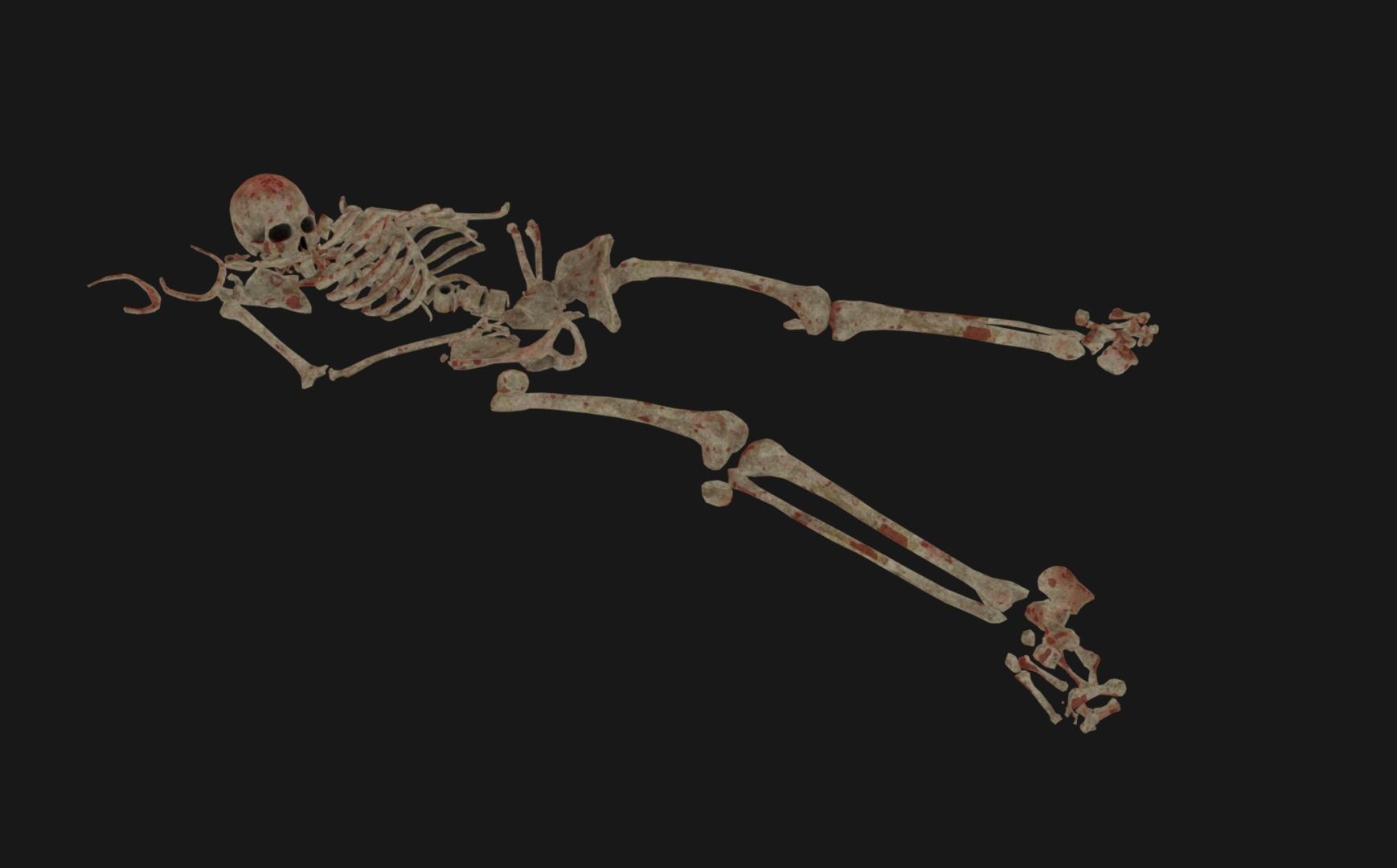 3D model Skull Bones Remains Skeleton Laying corpse VR / AR / low-poly ...