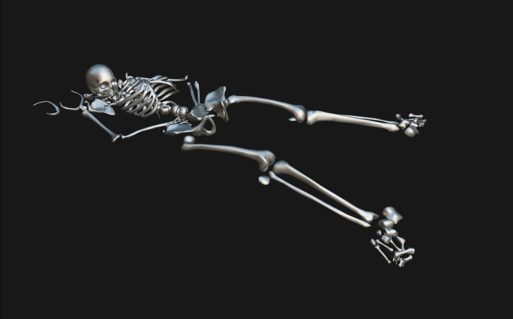 3D model Skull Bones Remains Skeleton Laying corpse VR / AR / low-poly ...