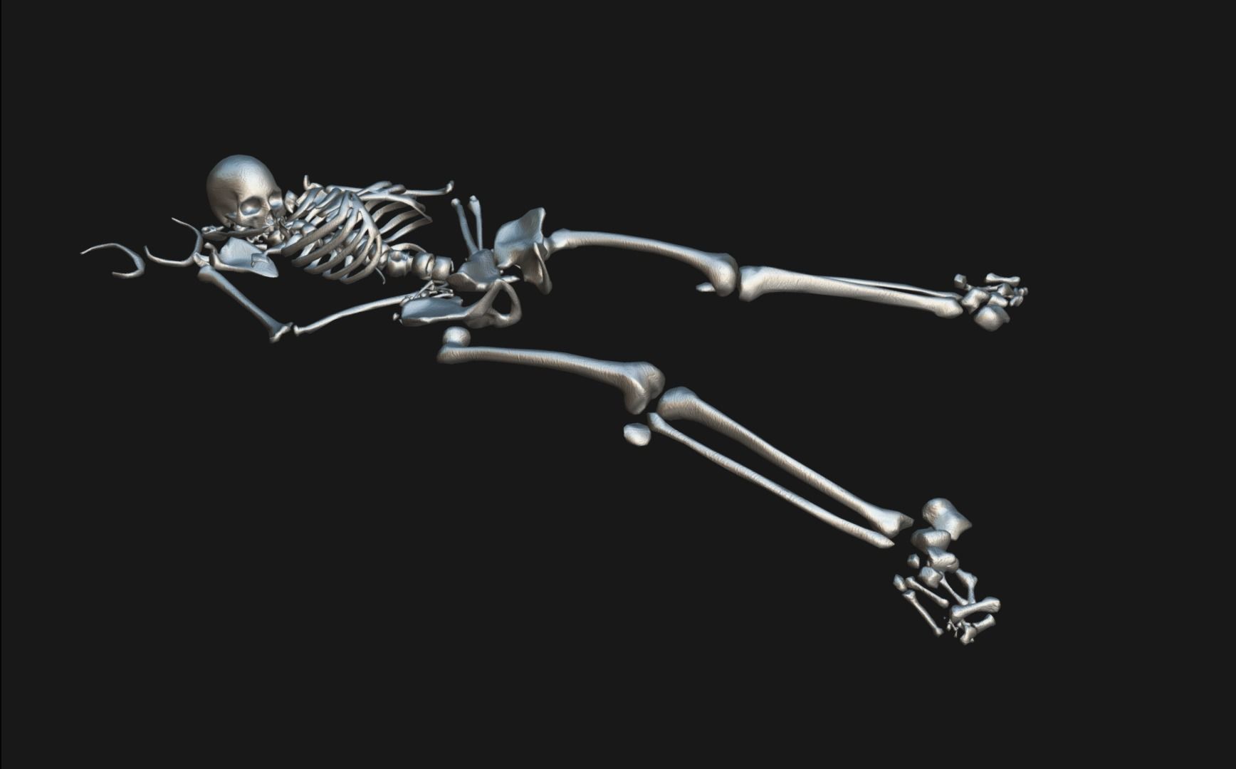 3D model Skull Bones Remains Skeleton Laying corpse VR / AR / low-poly ...