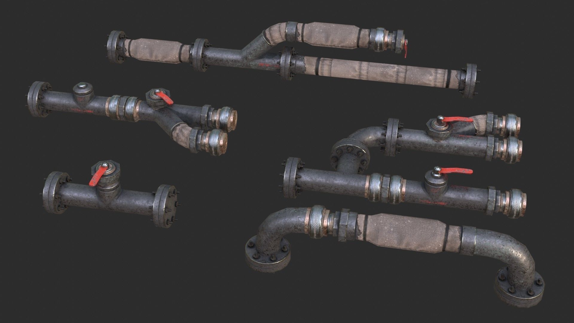 3D model Modular Pipes - Old Jute Insulated VR / AR / low-poly | CGTrader