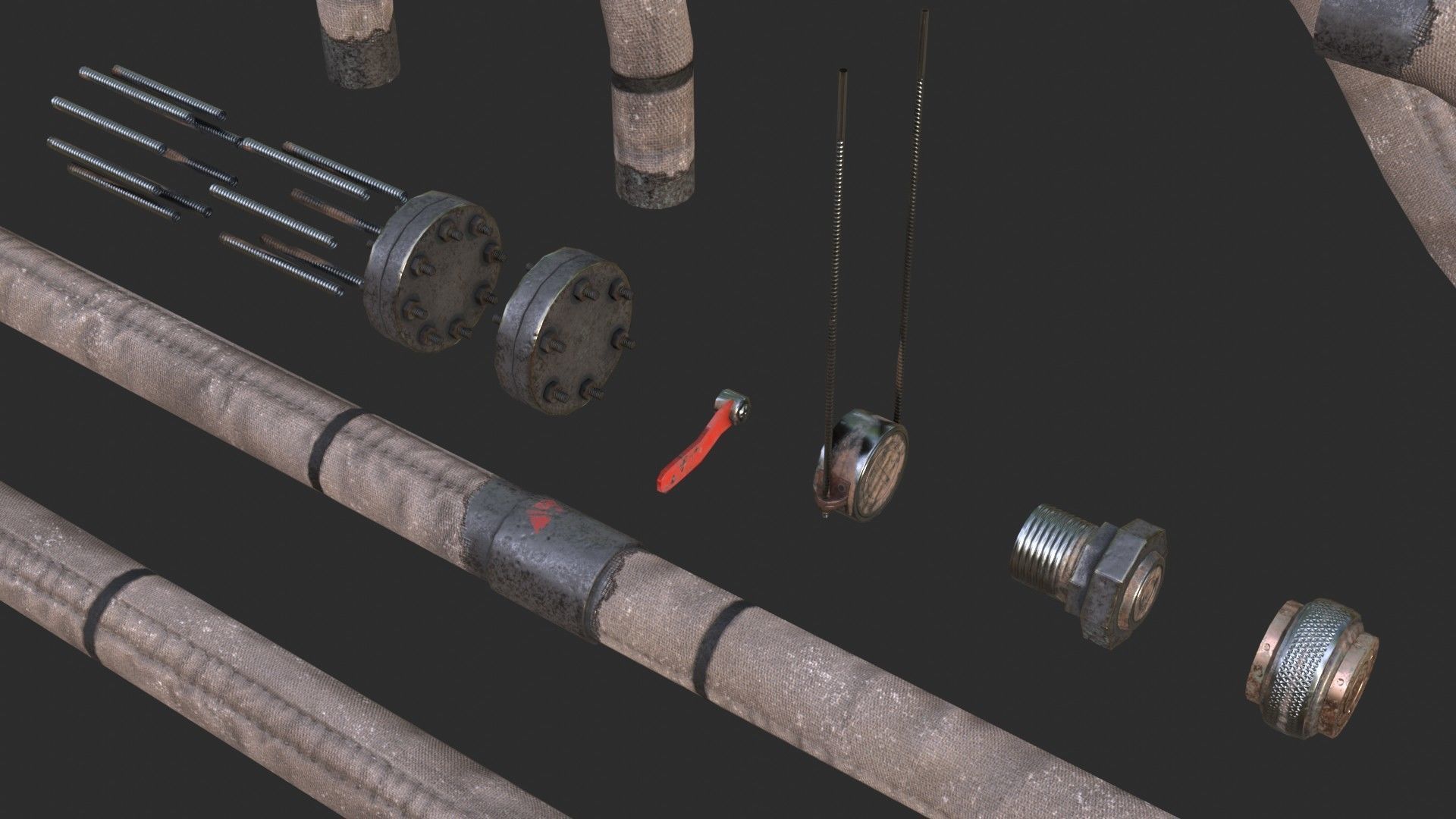 3D model Modular Pipes - Old Jute Insulated VR / AR / low-poly | CGTrader
