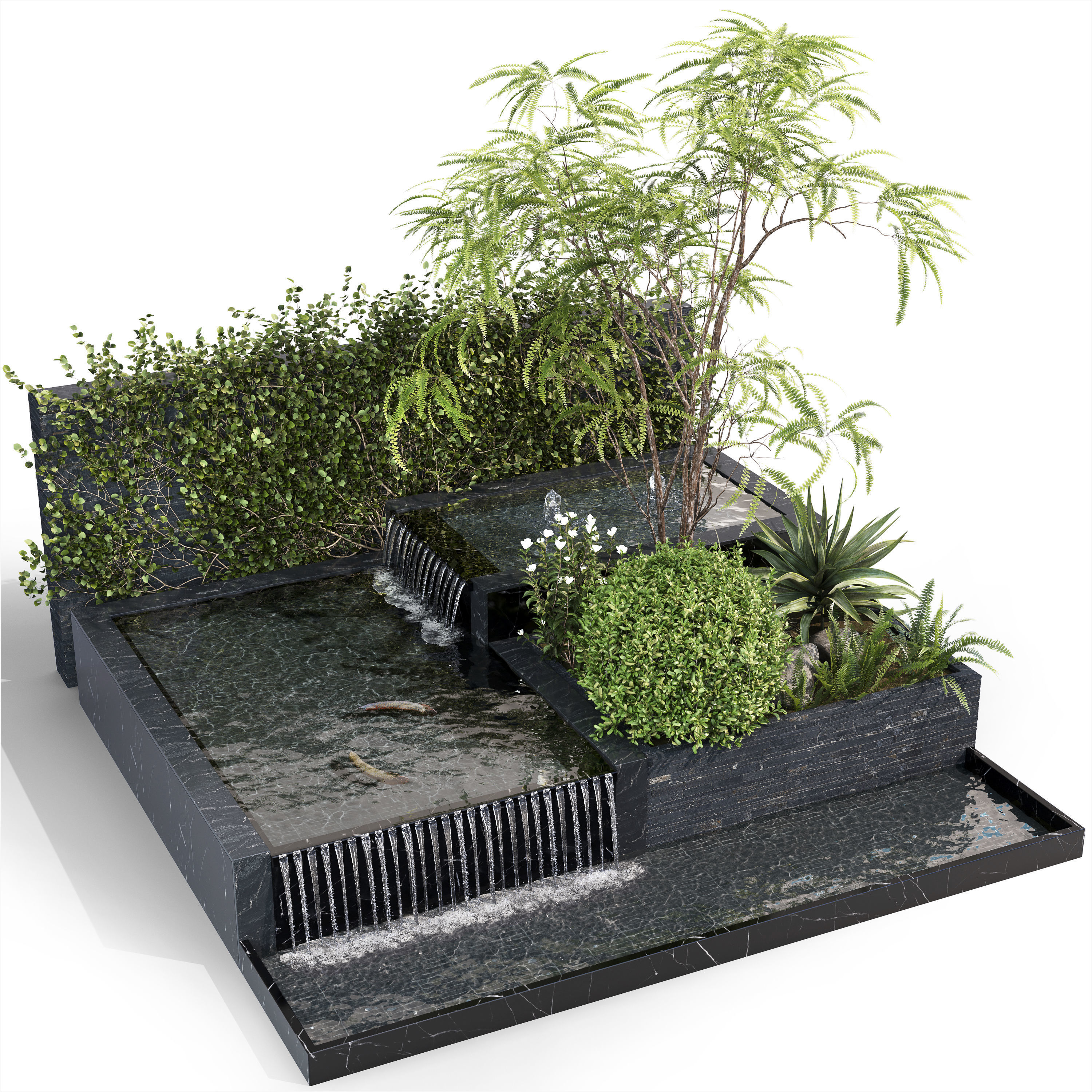 Water Ponds With Plants and Fish 3D model | CGTrader