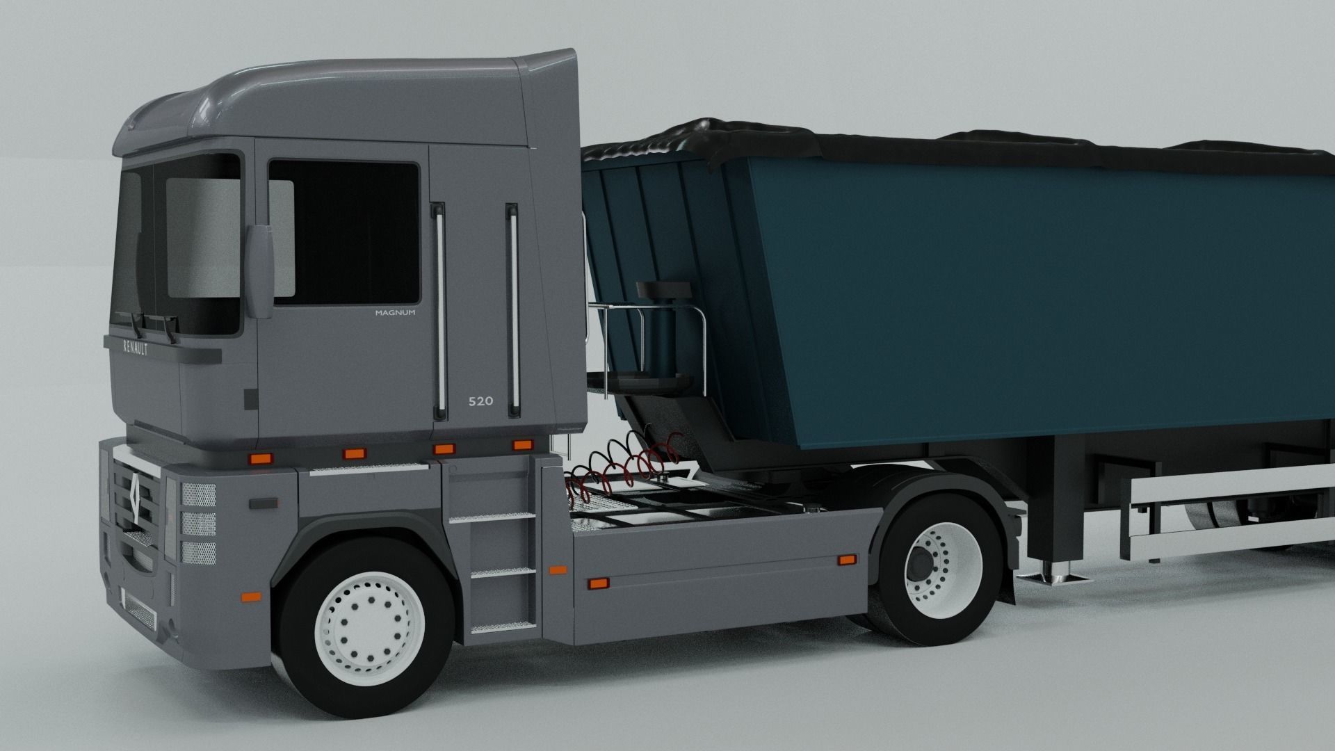 TRUCK Renault MAGNUM 520 Grain-trailer READY FOR SUBDIV 3D model | CGTrader