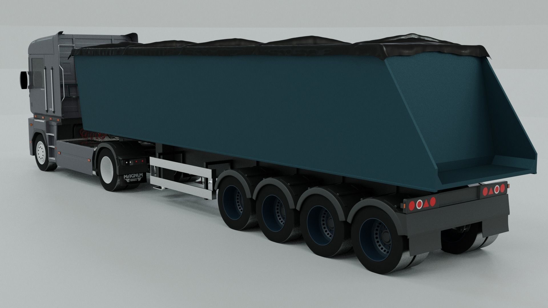 TRUCK Renault MAGNUM 520 Grain-trailer READY FOR SUBDIV 3D model | CGTrader