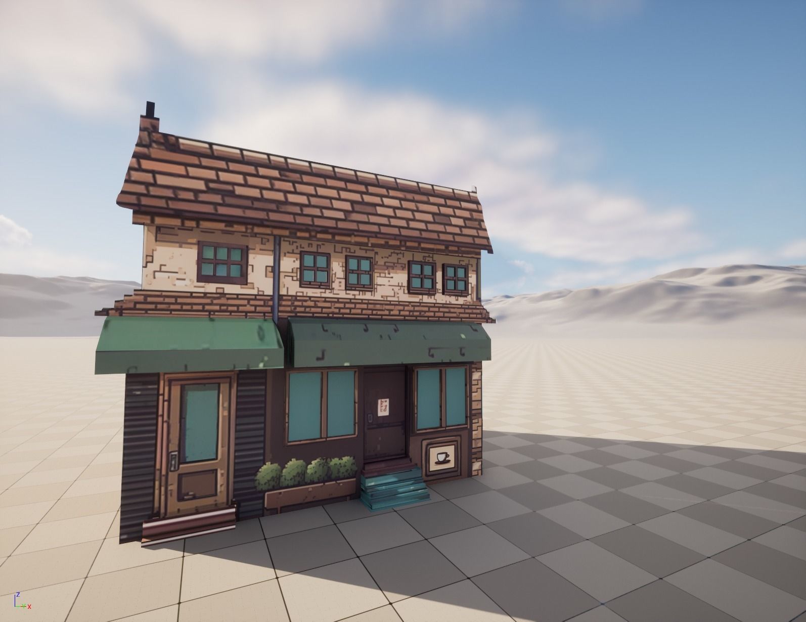 Pixel Art Coffee Shop Building 3D Game Ready Asset free VR / AR / low ...