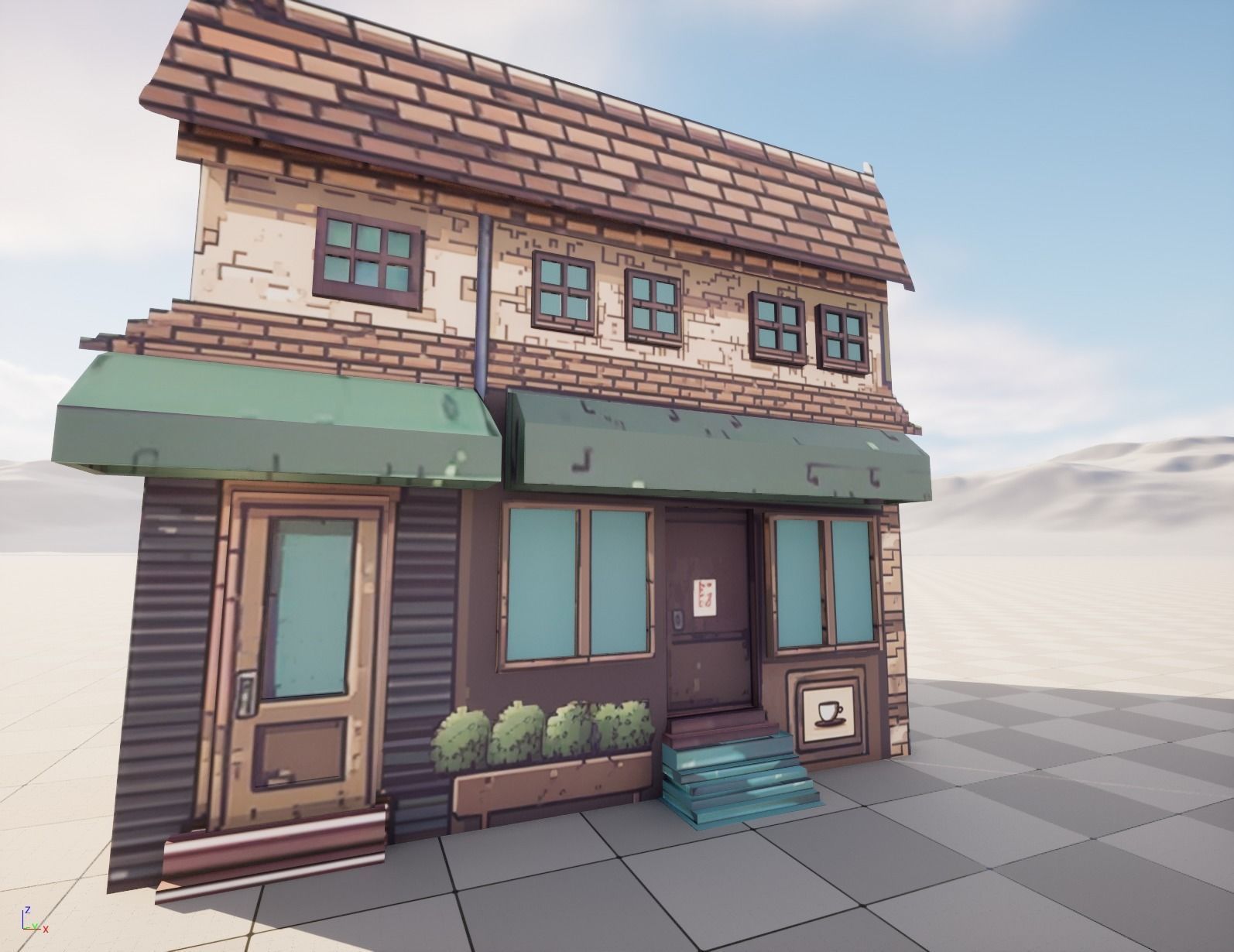 Pixel Art Coffee Shop Building 3D Game Ready Asset free VR / AR / low ...