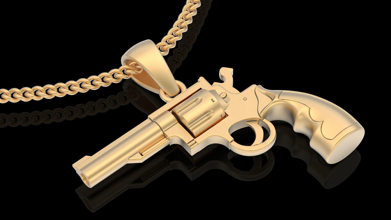 Gun Revolver pendant silver gold jewelry 3D printable model 3D model 3D ...