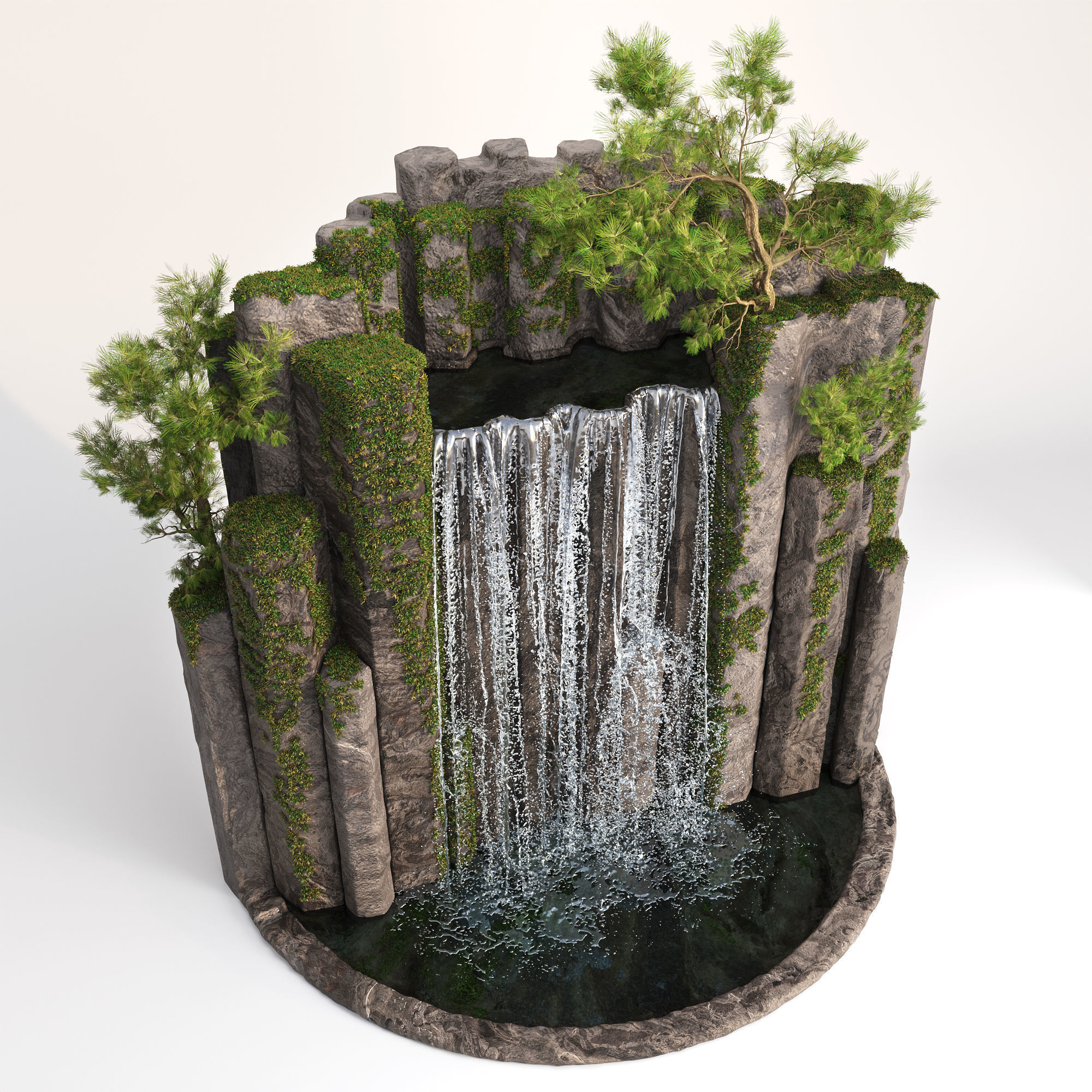 Large waterfall 2 3D model | CGTrader