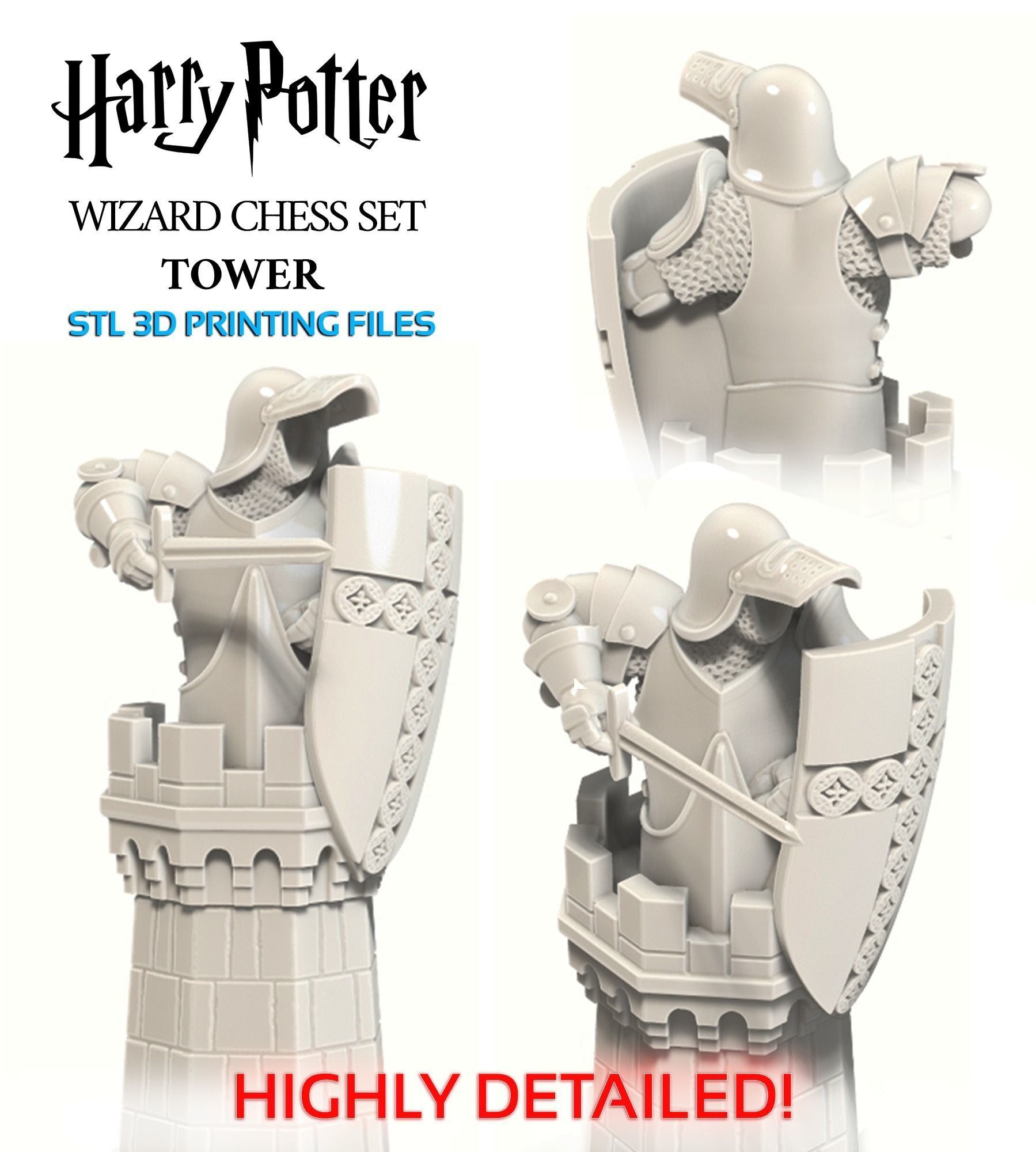 HARRY POTTER WIZARD CHESS SET - TOWER 3D model 3D printable | CGTrader