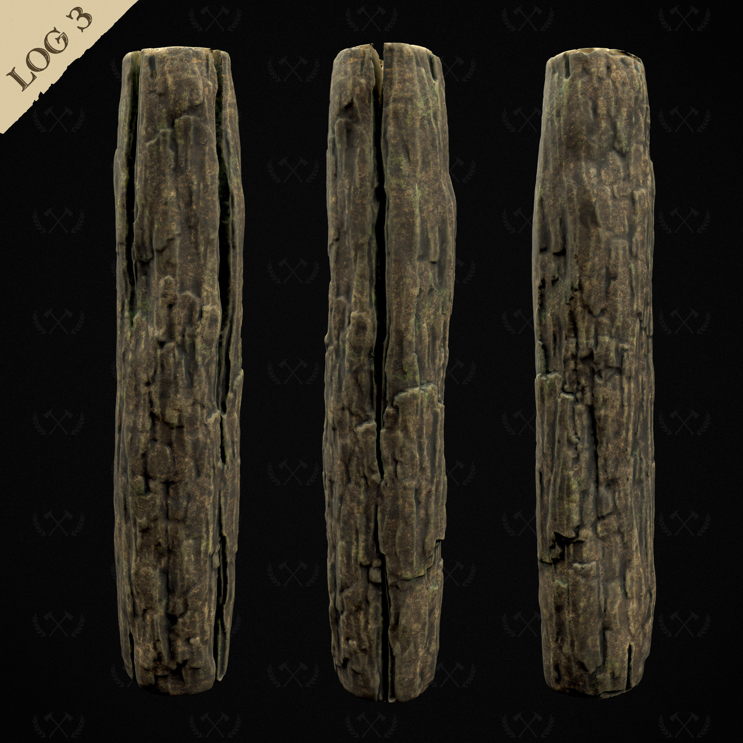 3X Tree Logs - Tree Bark for Diorama and Miniature - Lumberjack 3D ...