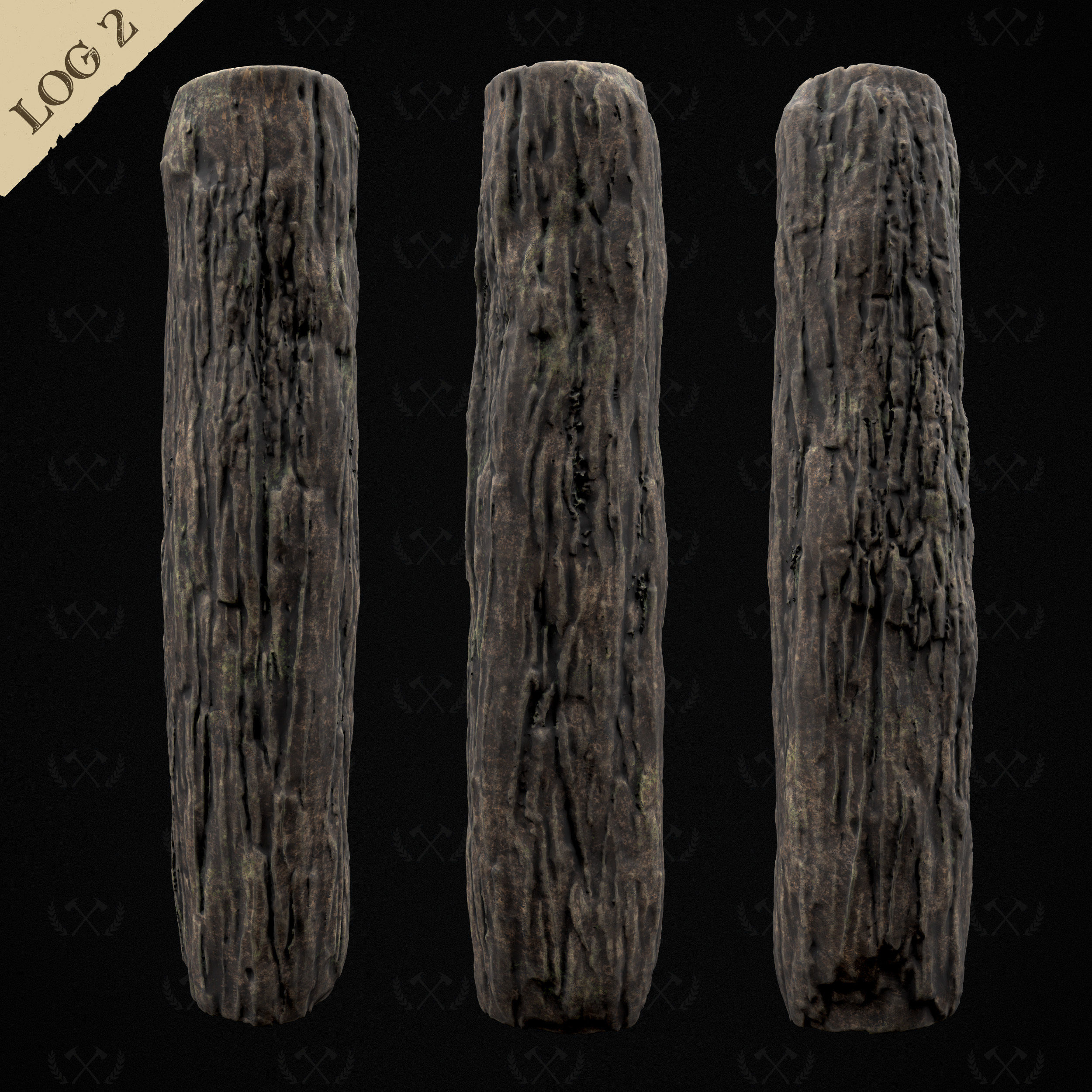 3X Tree Logs - Tree Bark for Diorama and Miniature - Lumberjack 3D ...