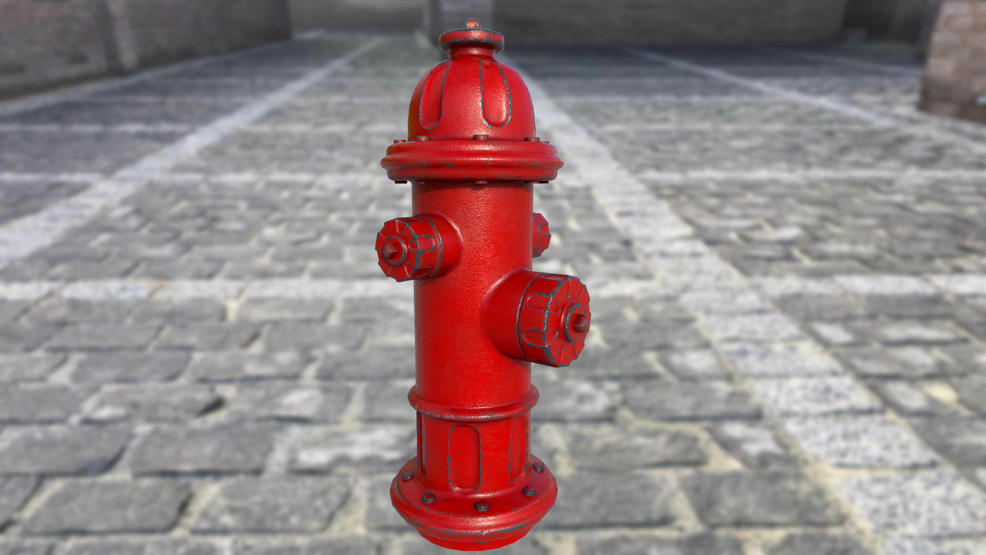 3D model Hydrant PBR game ready fire on cobblestone street VR / AR / low-poly | CGTrader