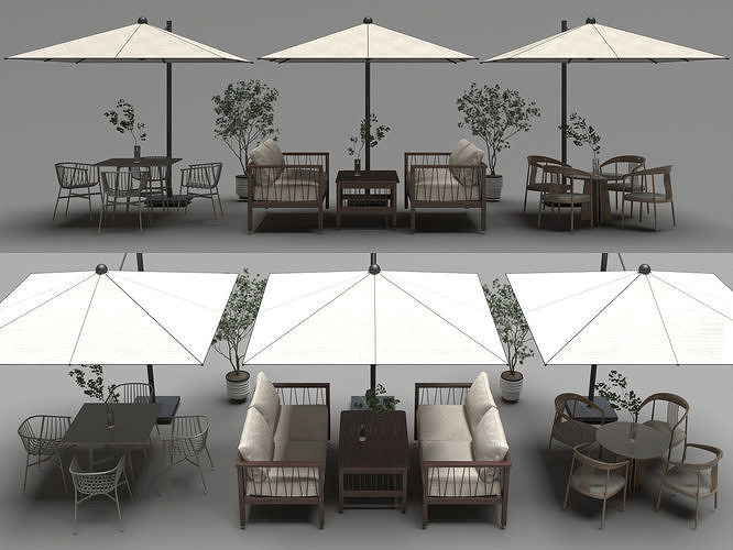 Outdoor tables and chairs 3D model | CGTrader