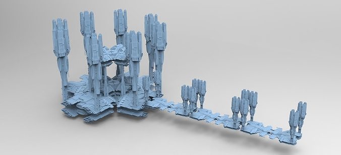 Dark Elven Sci-Fi Dome Arch Tower Bridge 3D model | CGTrader