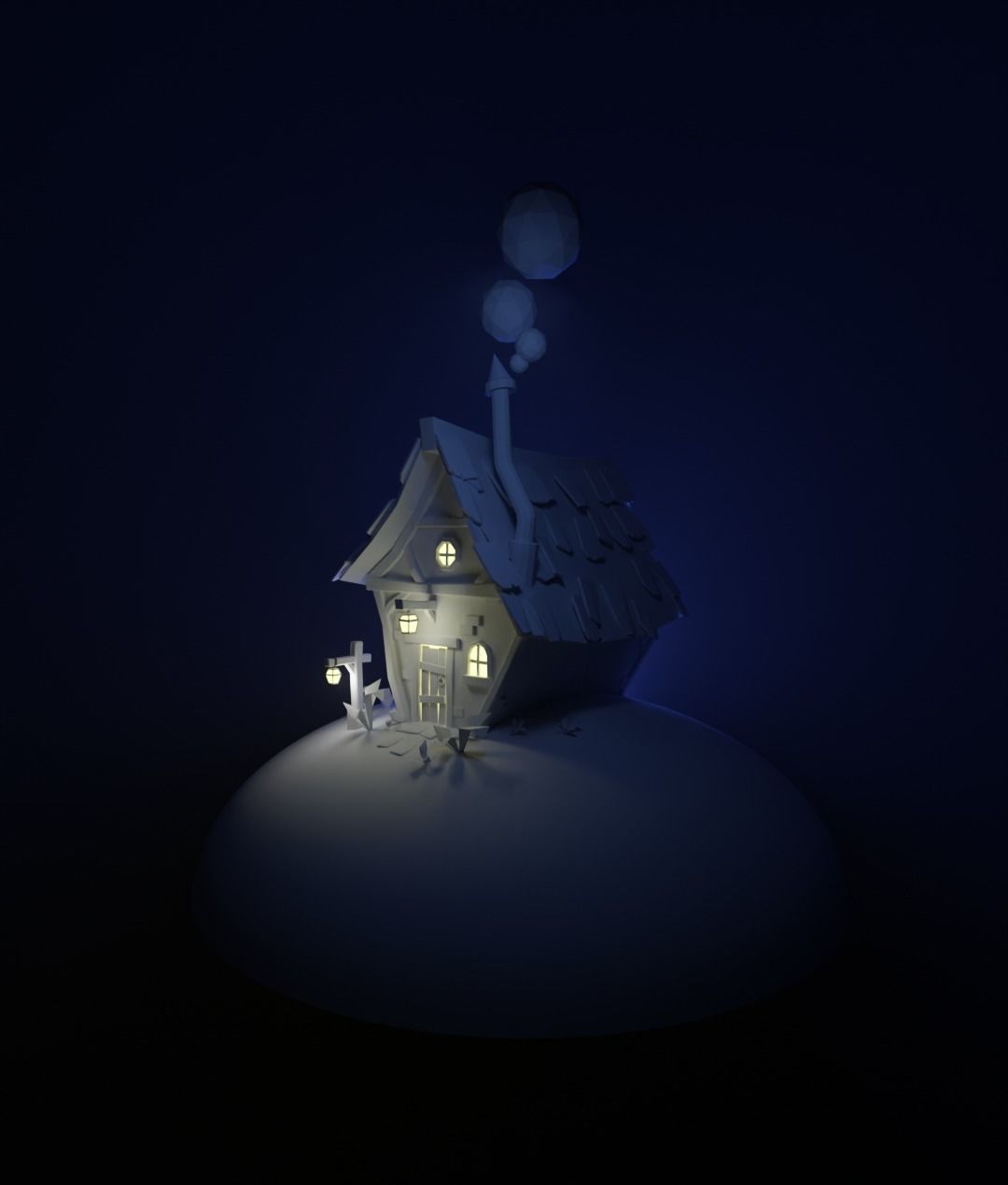 3D model low poly cottage house on hill VR / AR / low-poly | CGTrader