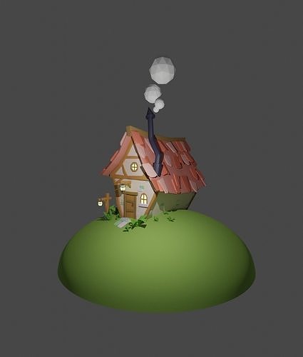 3D model low poly cottage house on hill VR / AR / low-poly | CGTrader