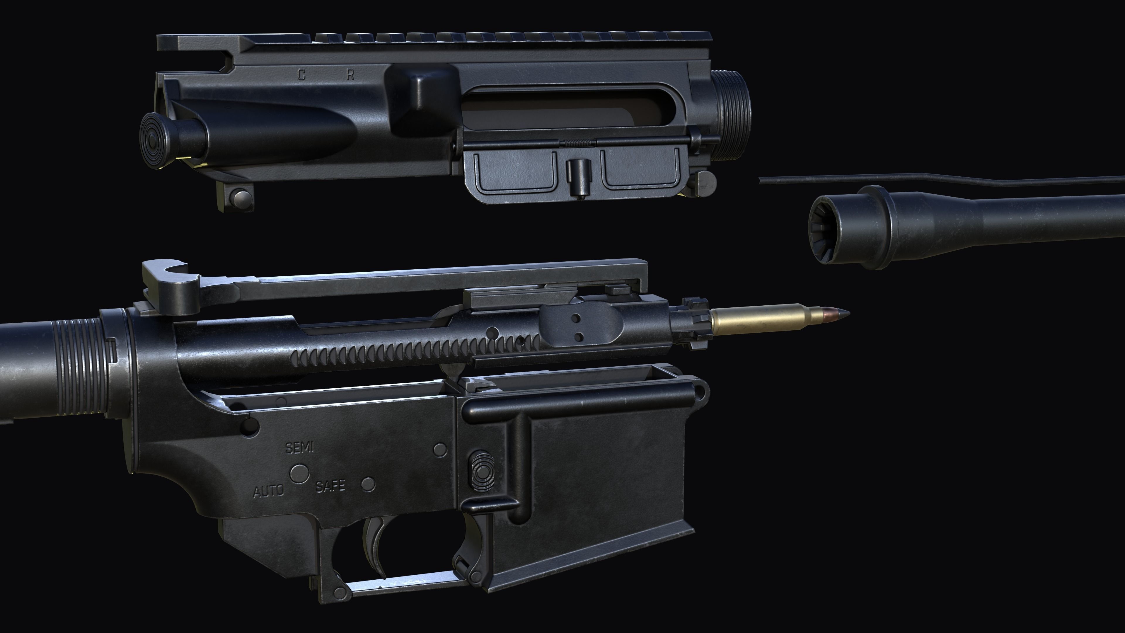 3D model M4A1 receiver with barrel VR / AR / low-poly | CGTrader