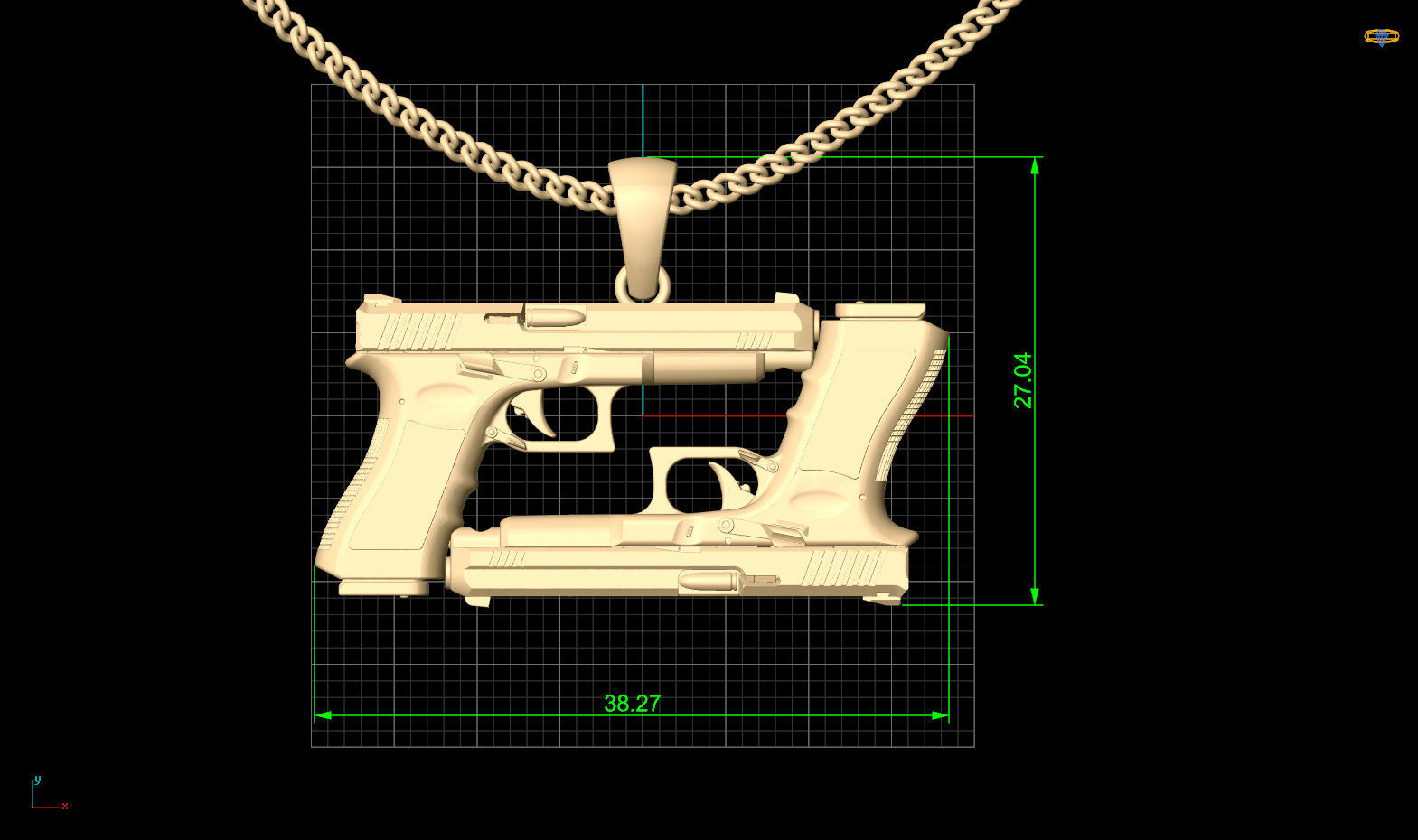 Gun Glock pendant silver gold printable jewelry 3D model 3D model 3D ...
