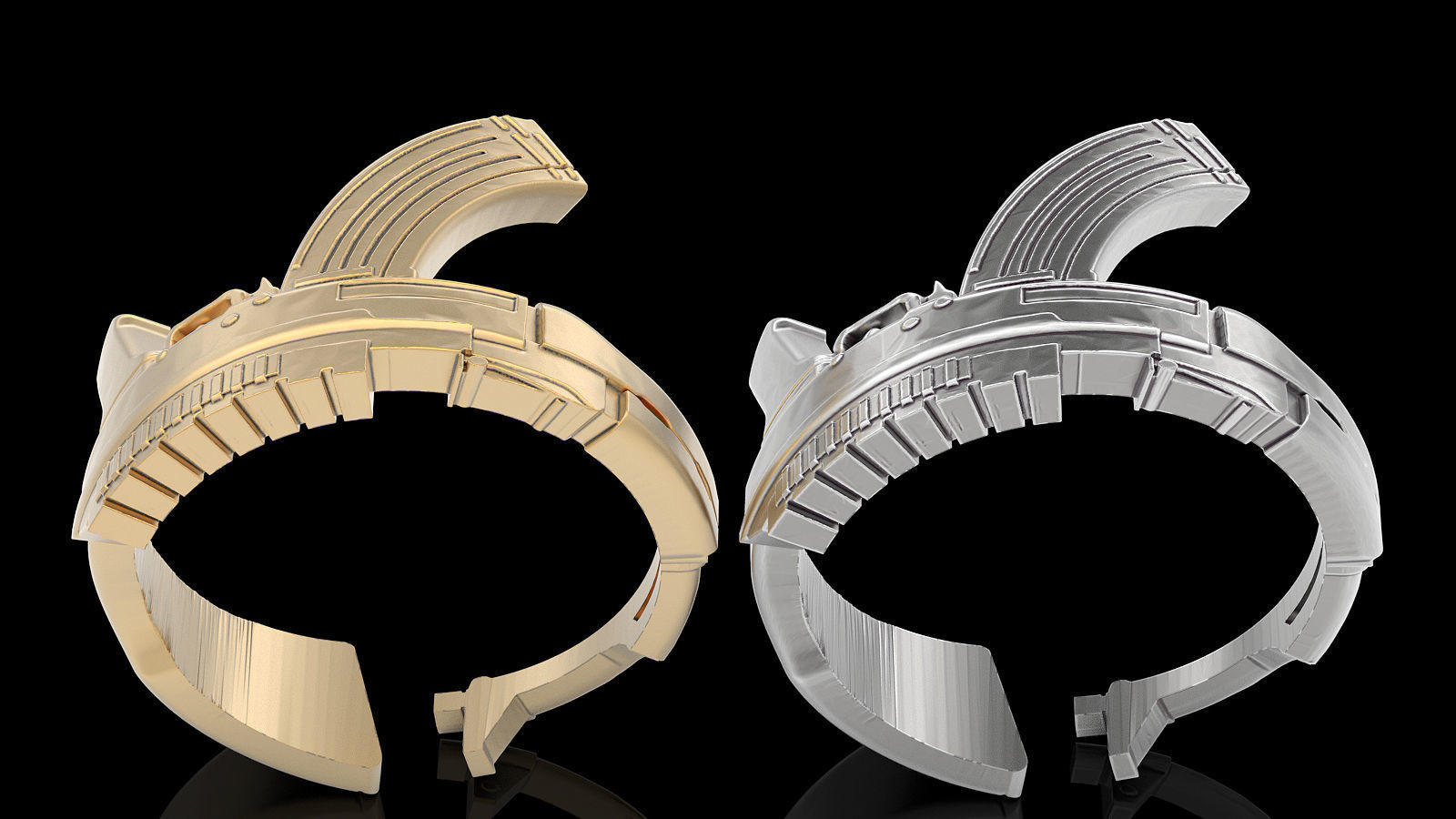 Gun AK47 ring silver gold printable jewelry 3D model 3D model 3D ...