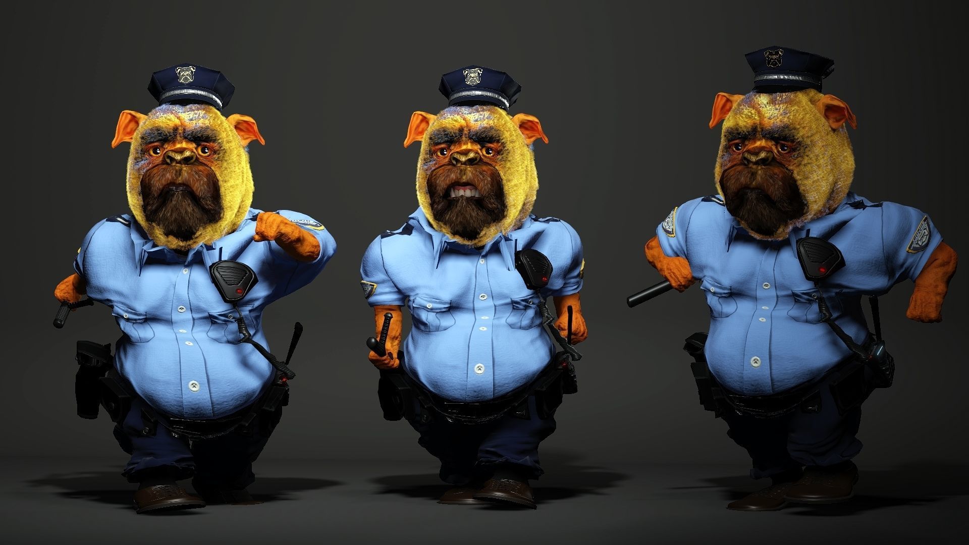 dog cop High quality character full Rigged and Animated 3D model 3D ...