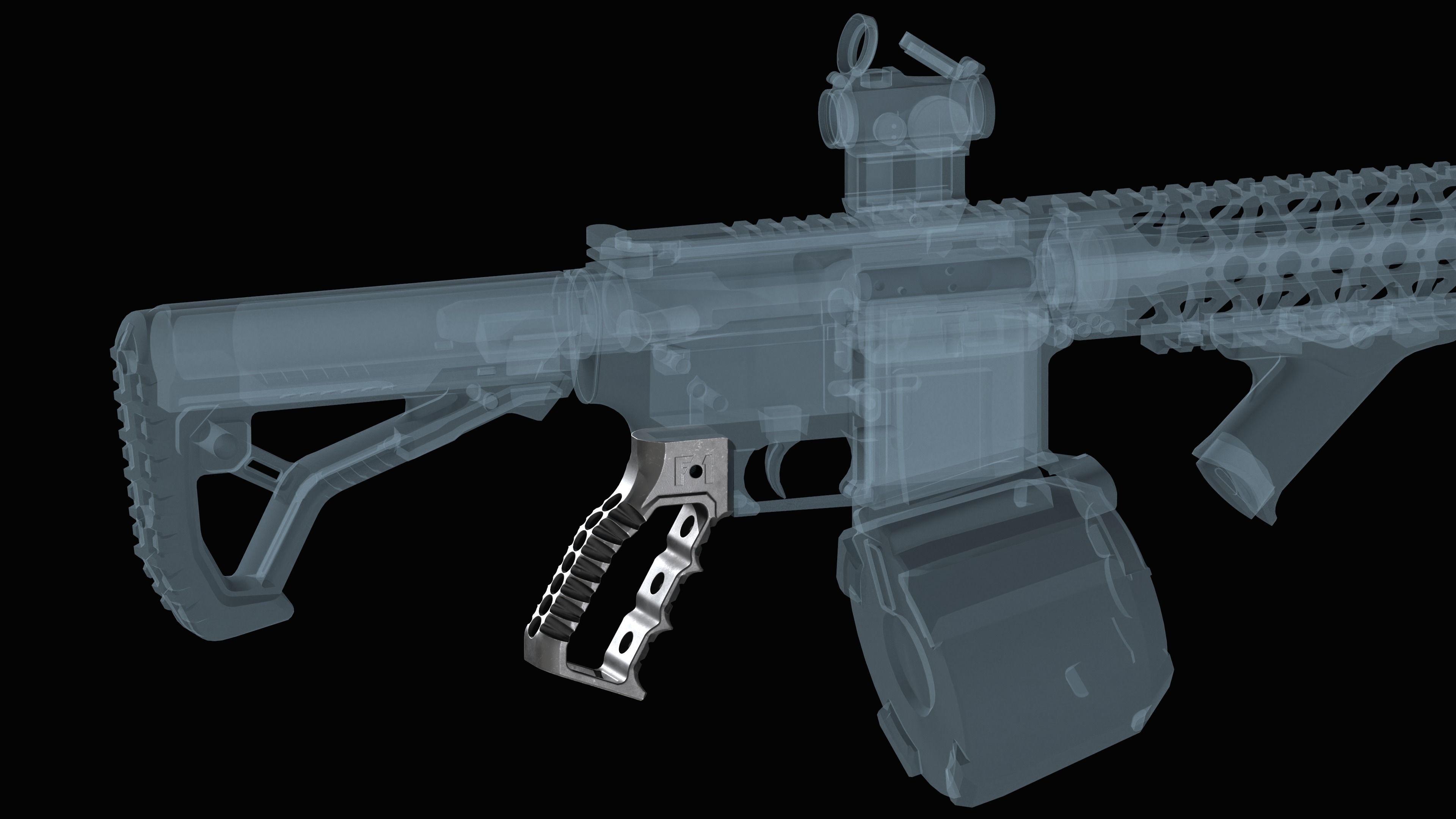 3D model AR-15 pistol grip F1 Skeletonized Style VR / AR / low-poly ...