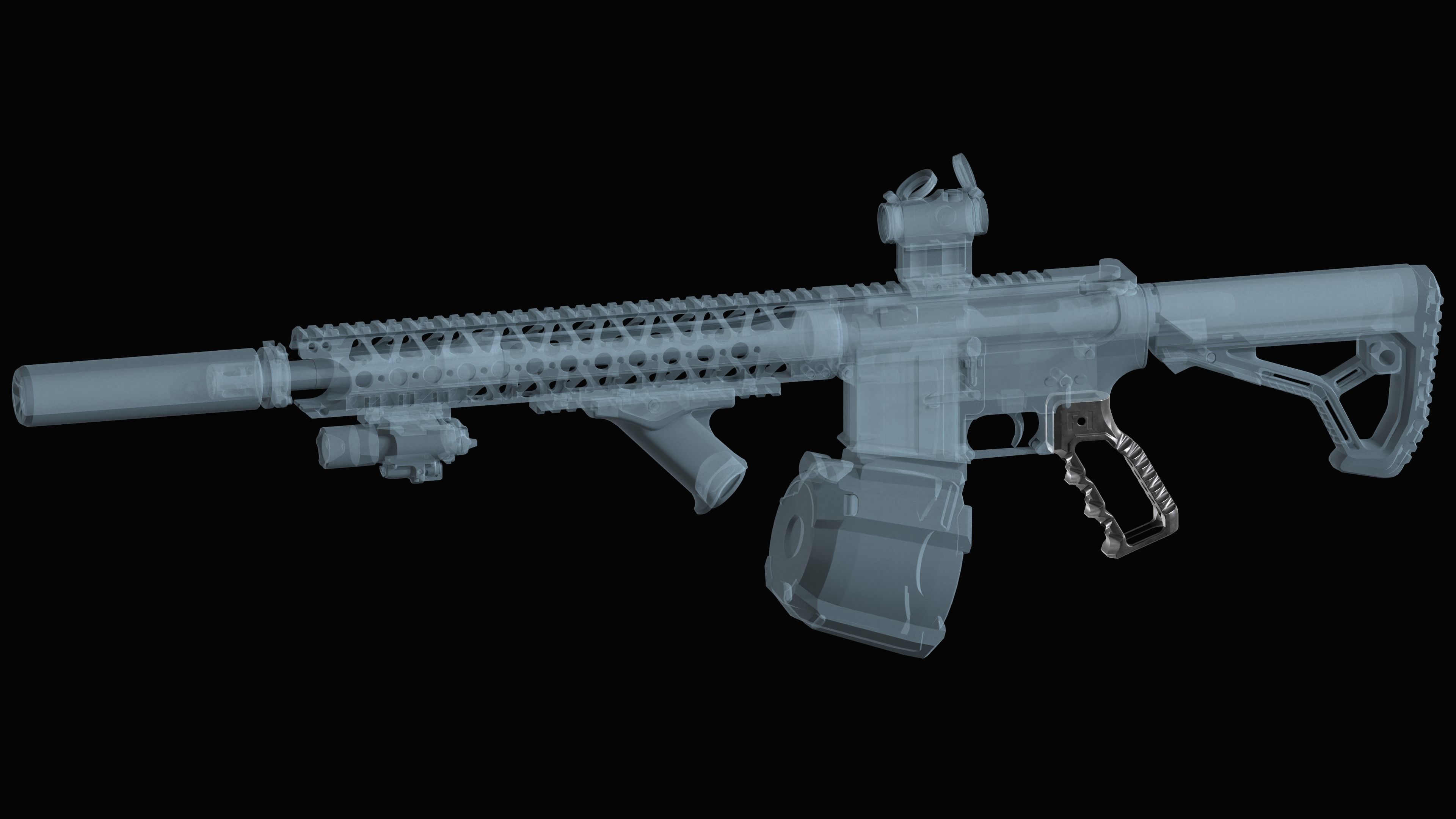 3D model AR-15 pistol grip F1 Skeletonized Style VR / AR / low-poly ...