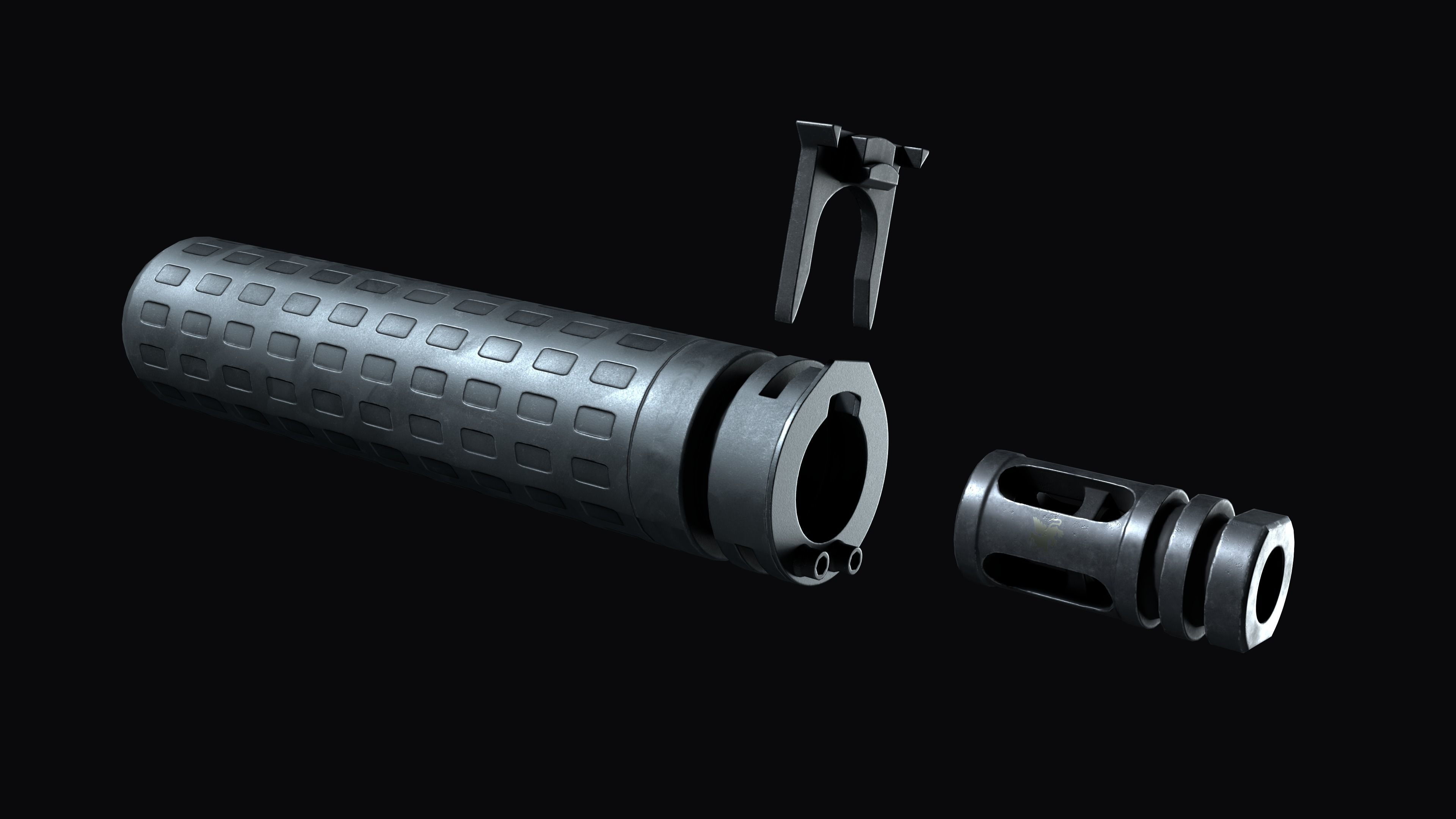 3D model AR-15 Griffin Armament M4SD II silencer VR / AR / low-poly ...