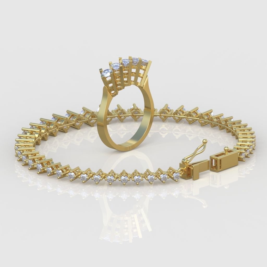 Ring and Bracelet Set 3D printable model 0059 3D Model Collection | CGTrader