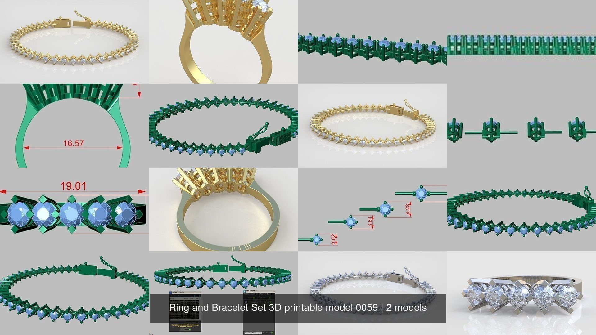 Ring and Bracelet Set 3D printable model 0059 3D Model Collection | CGTrader