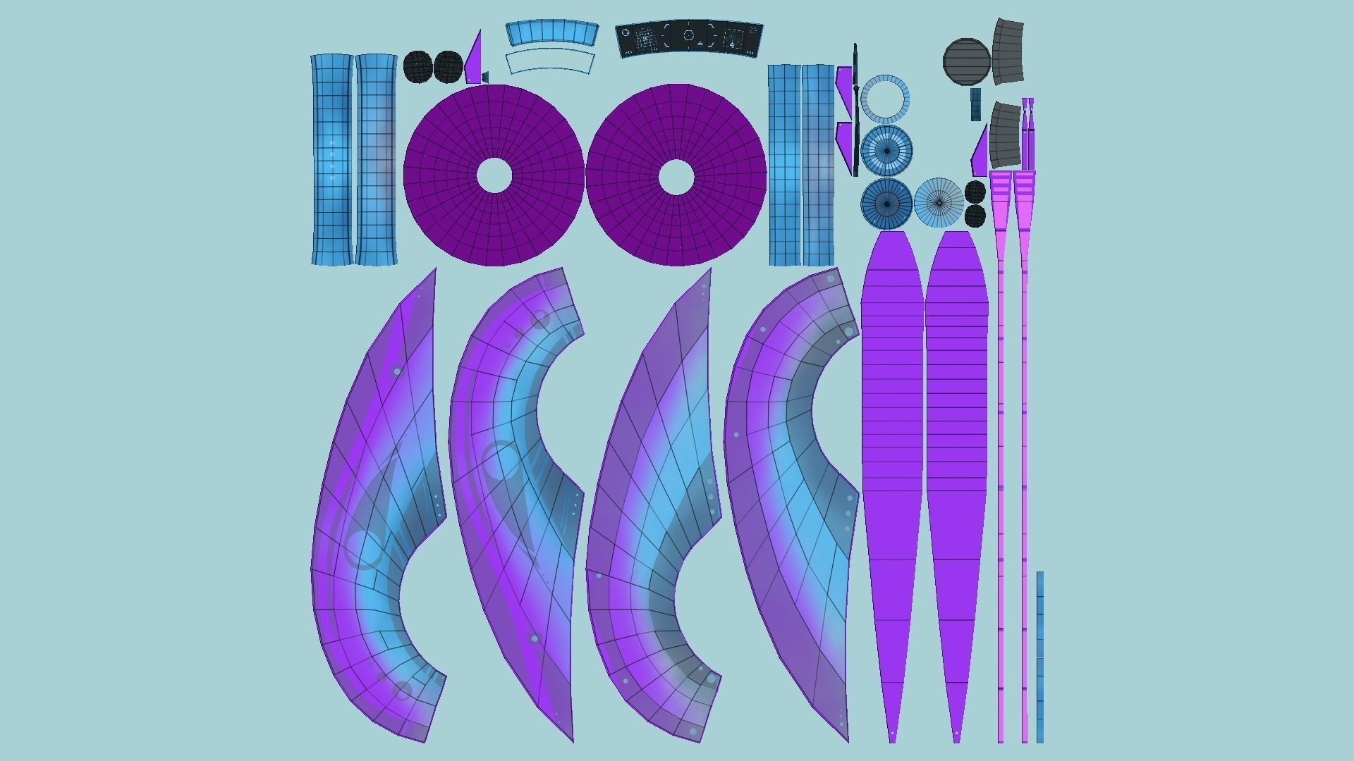 3D model Alien Spaceship UFO I04 Purple Blue - Sci Fi Spacecraft Design ...